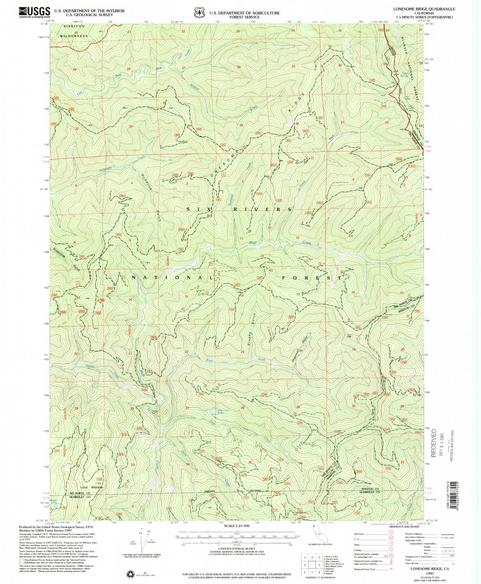 Classic USGS Lonesome Ridge California 7.5'x7.5' Topo Map – MyTopo Map ...