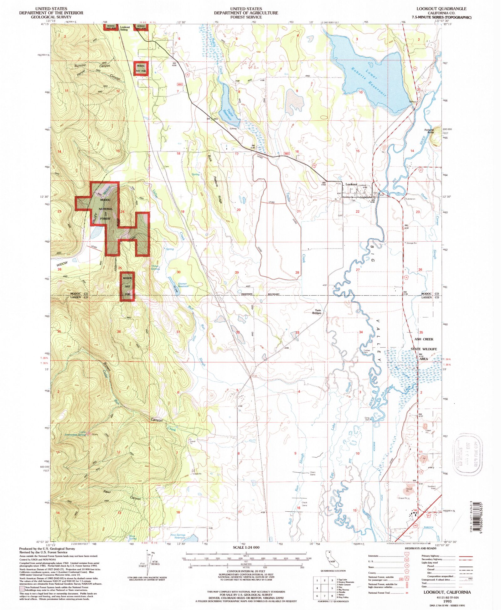 Classic USGS Lookout California 7.5'x7.5' Topo Map – MyTopo Map Store
