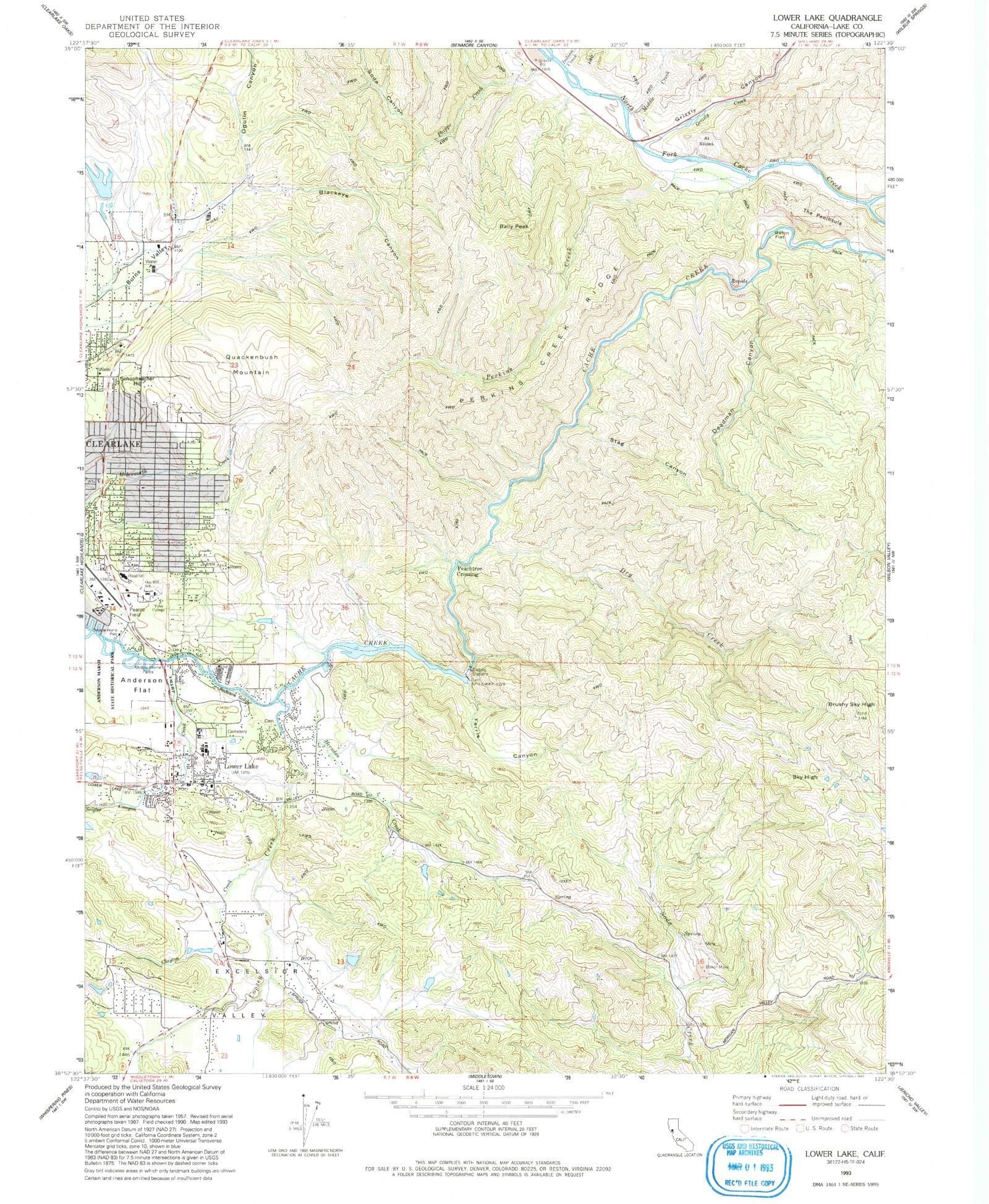 Classic USGS Lower Lake California 7.5'x7.5' Topo Map – MyTopo Map Store