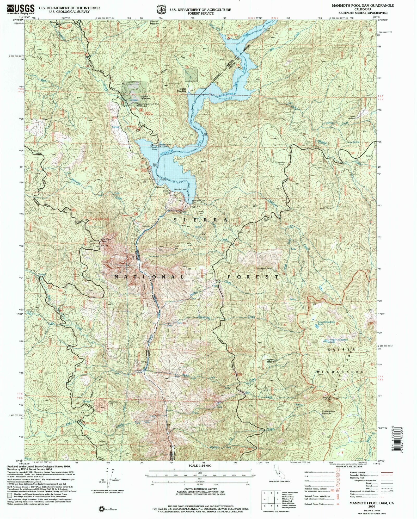 Classic USGS Mammoth Pool Dam California 7.5'x7.5' Topo Map – MyTopo ...