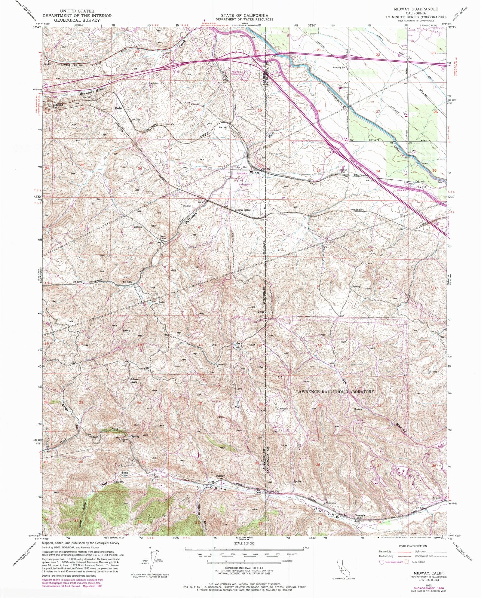 Classic USGS Midway California 7.5'x7.5' Topo Map – MyTopo Map Store