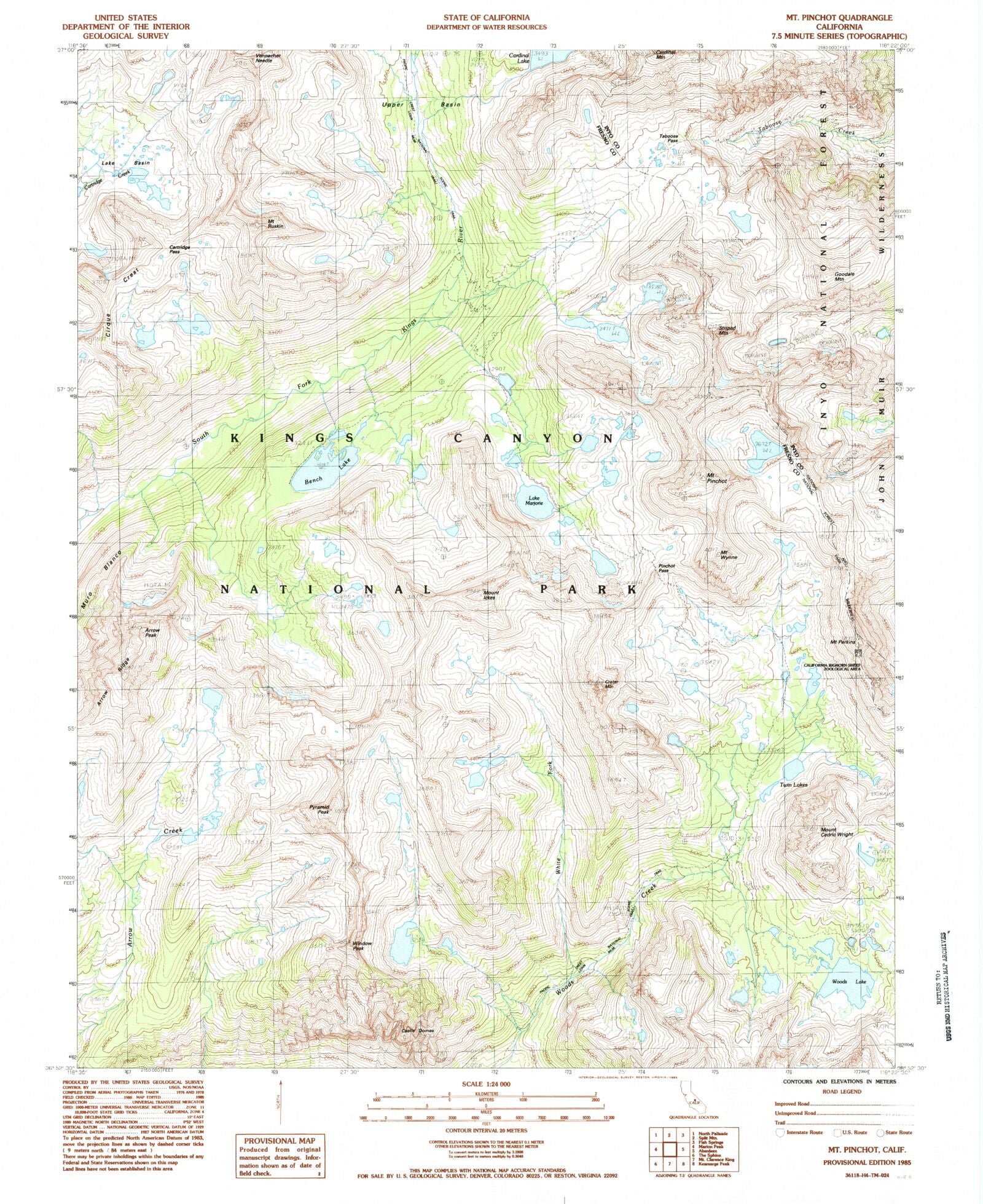 USGS Classic Mount Pinchot California 7.5'x7.5' Topo Map – MyTopo Map Store