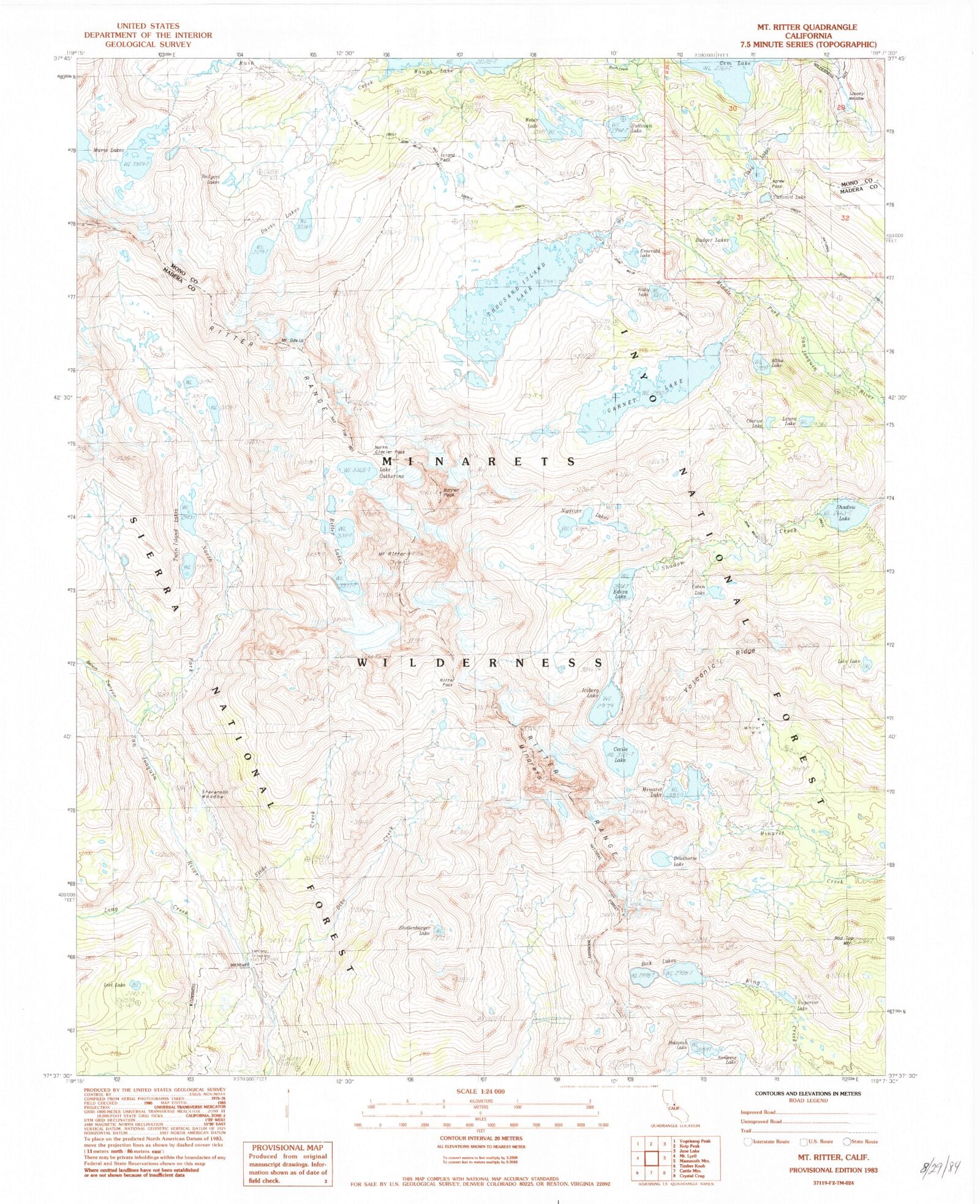USGS Classic Mount Ritter California 7.5'x7.5' Topo Map – MyTopo Map Store