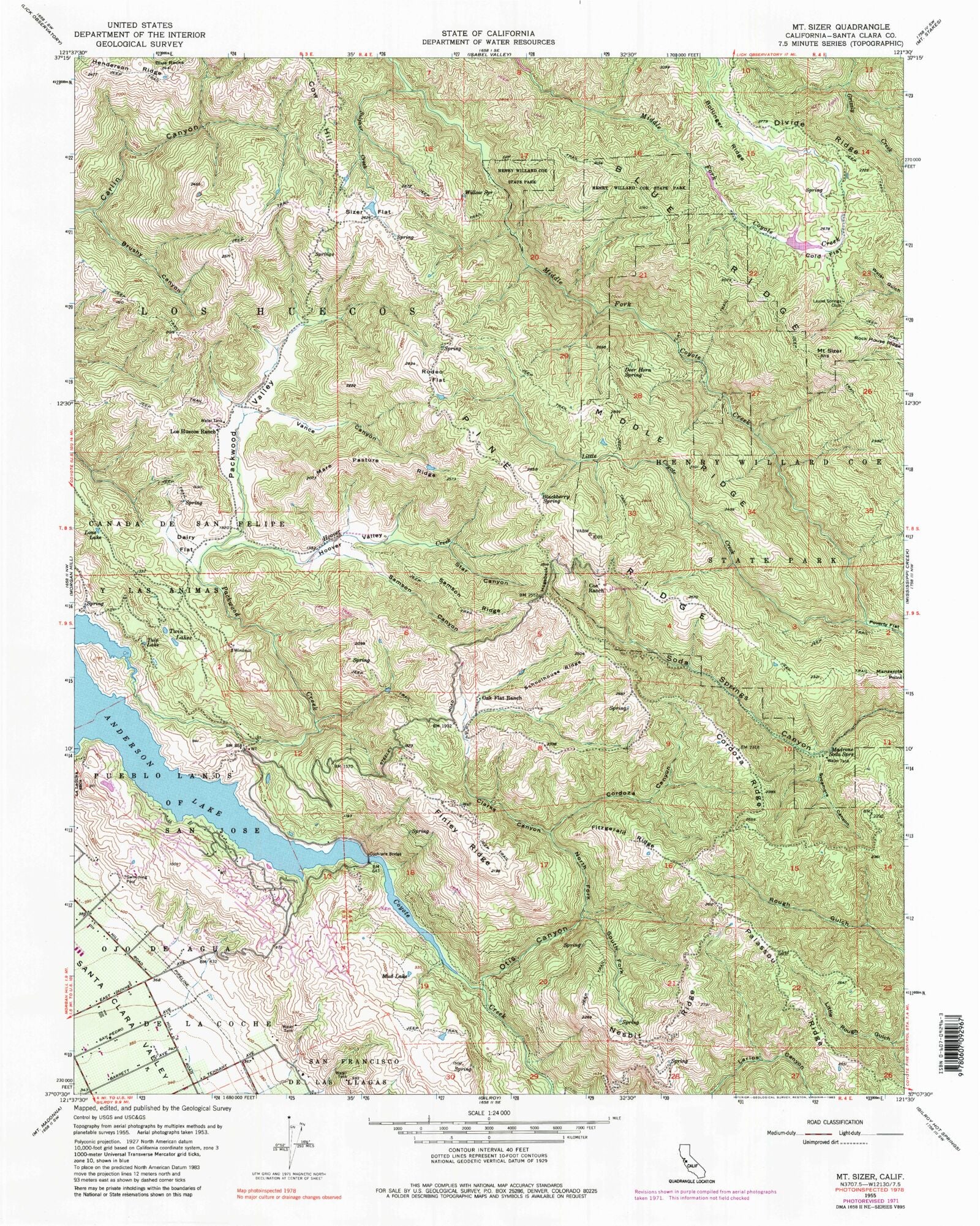 Classic USGS Mount Sizer California 7.5'x7.5' Topo Map – MyTopo Map Store
