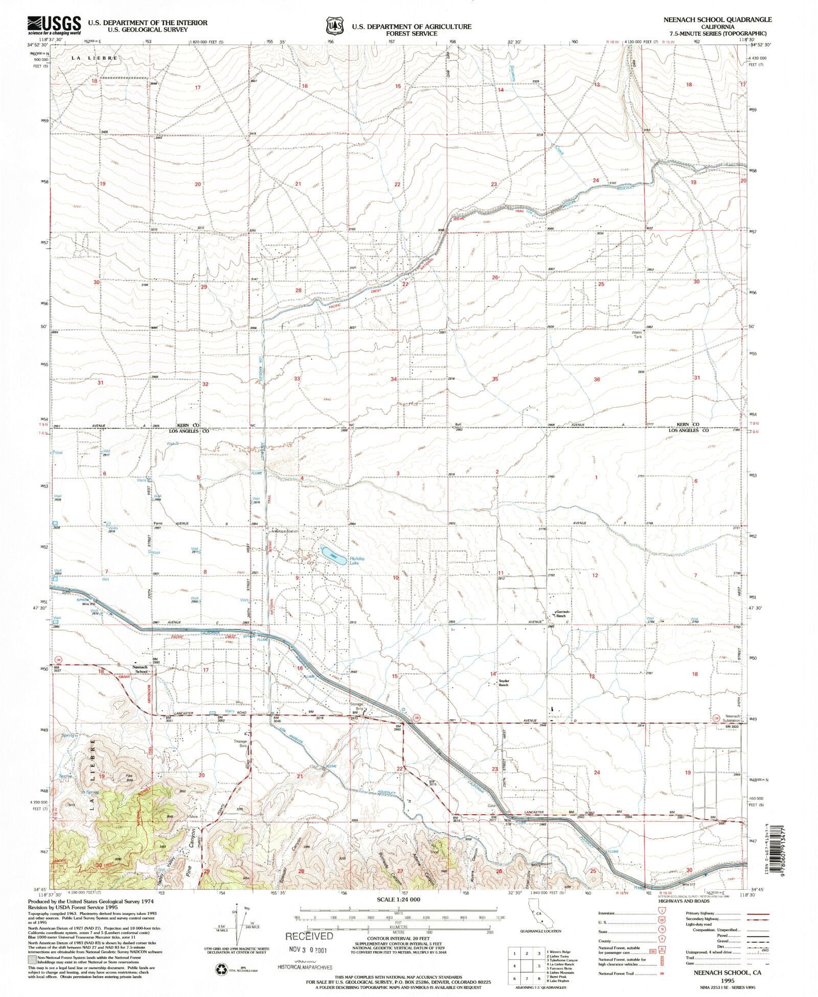 Classic USGS Neenach School California 7.5'x7.5' Topo Map – MyTopo Map ...