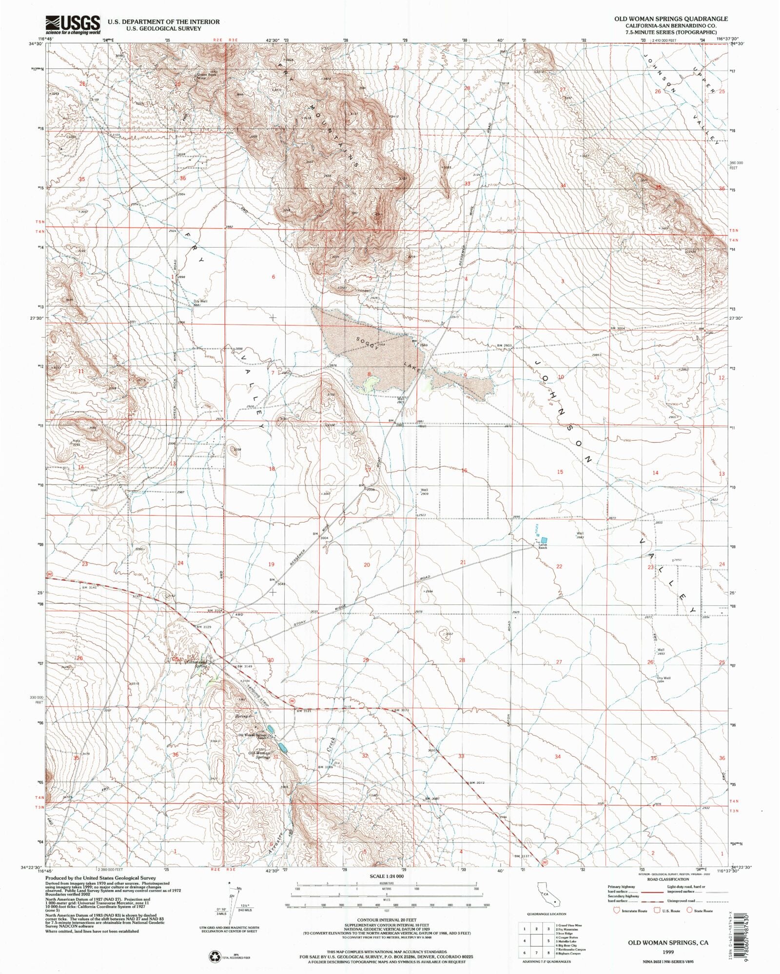 Classic USGS Old Woman Springs California 7.5'x7.5' Topo Map – MyTopo ...