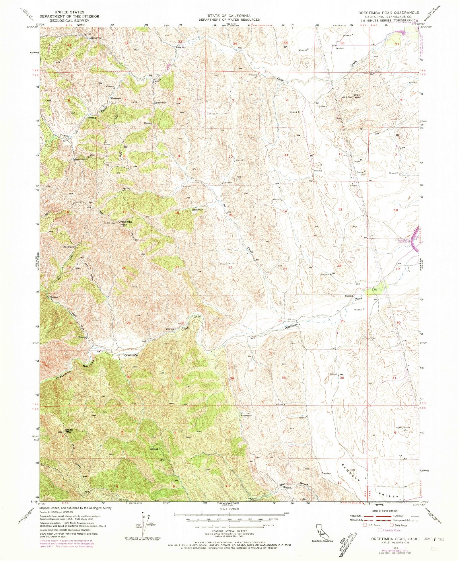 Classic USGS Orestimba Peak California 7.5'x7.5' Topo Map – MyTopo Map ...