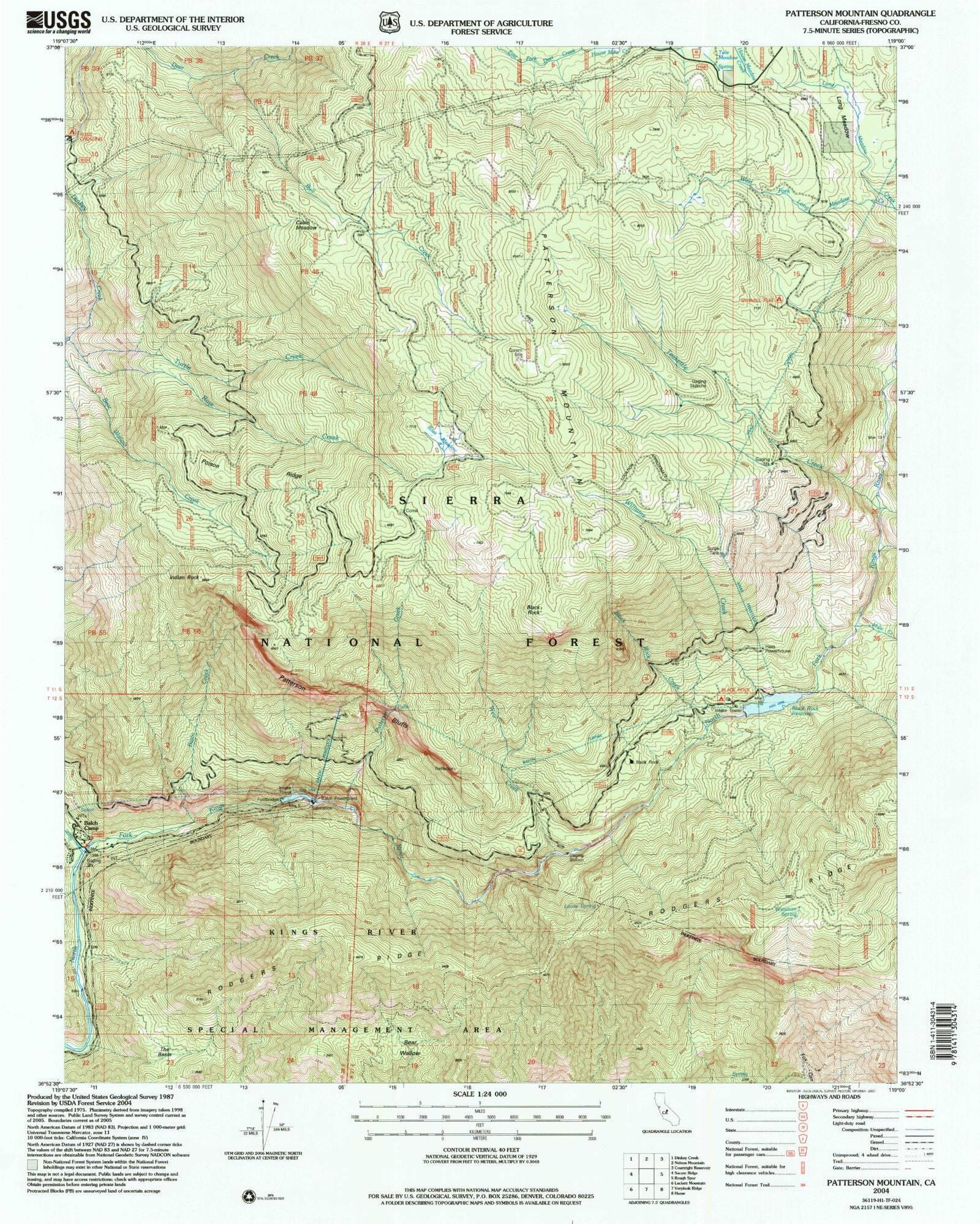 Classic USGS Patterson Mountain California 7.5'x7.5' Topo Map – MyTopo ...