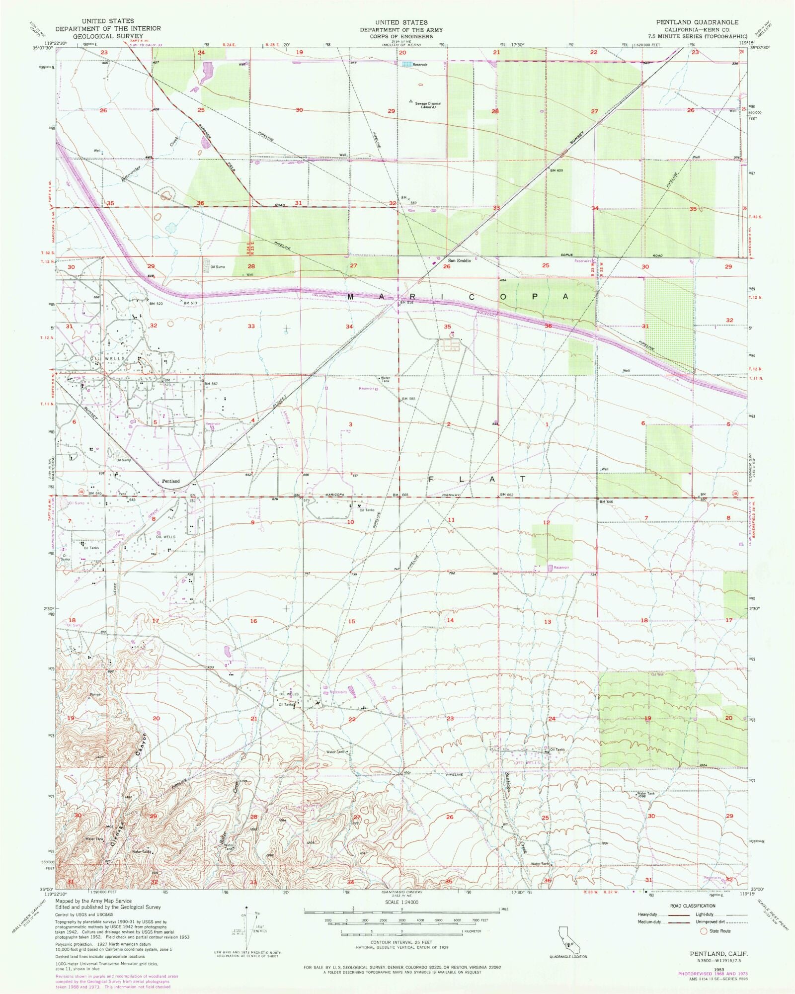 Classic USGS Pentland California 7.5'x7.5' Topo Map – MyTopo Map Store