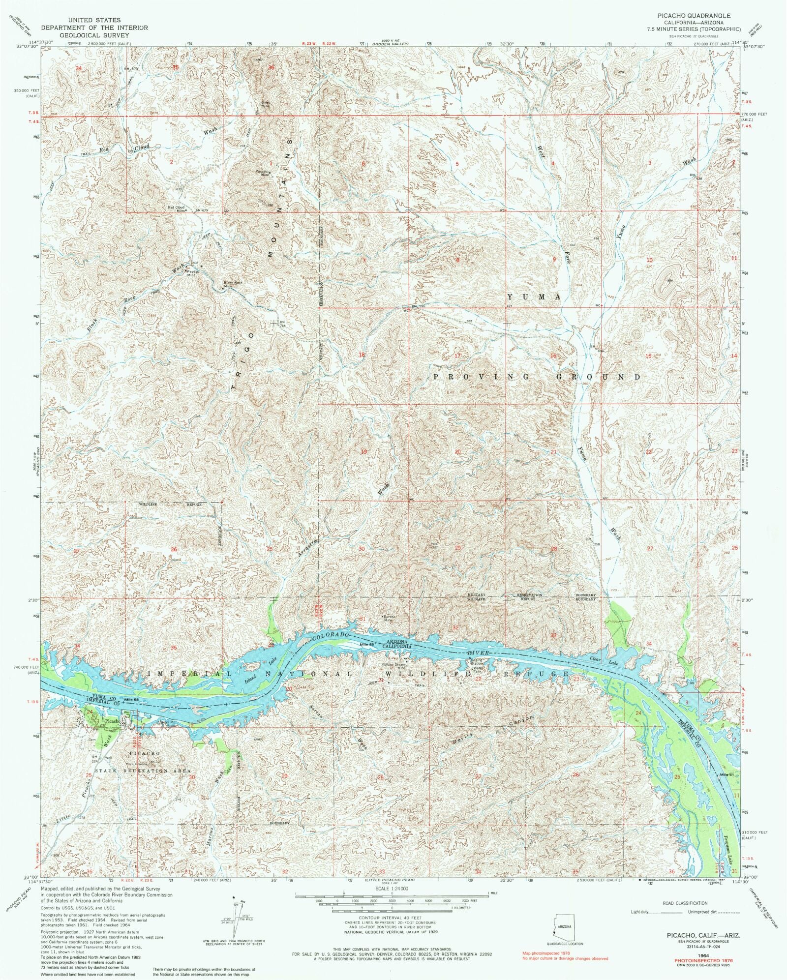 Classic USGS Picacho California 7.5'x7.5' Topo Map – MyTopo Map Store