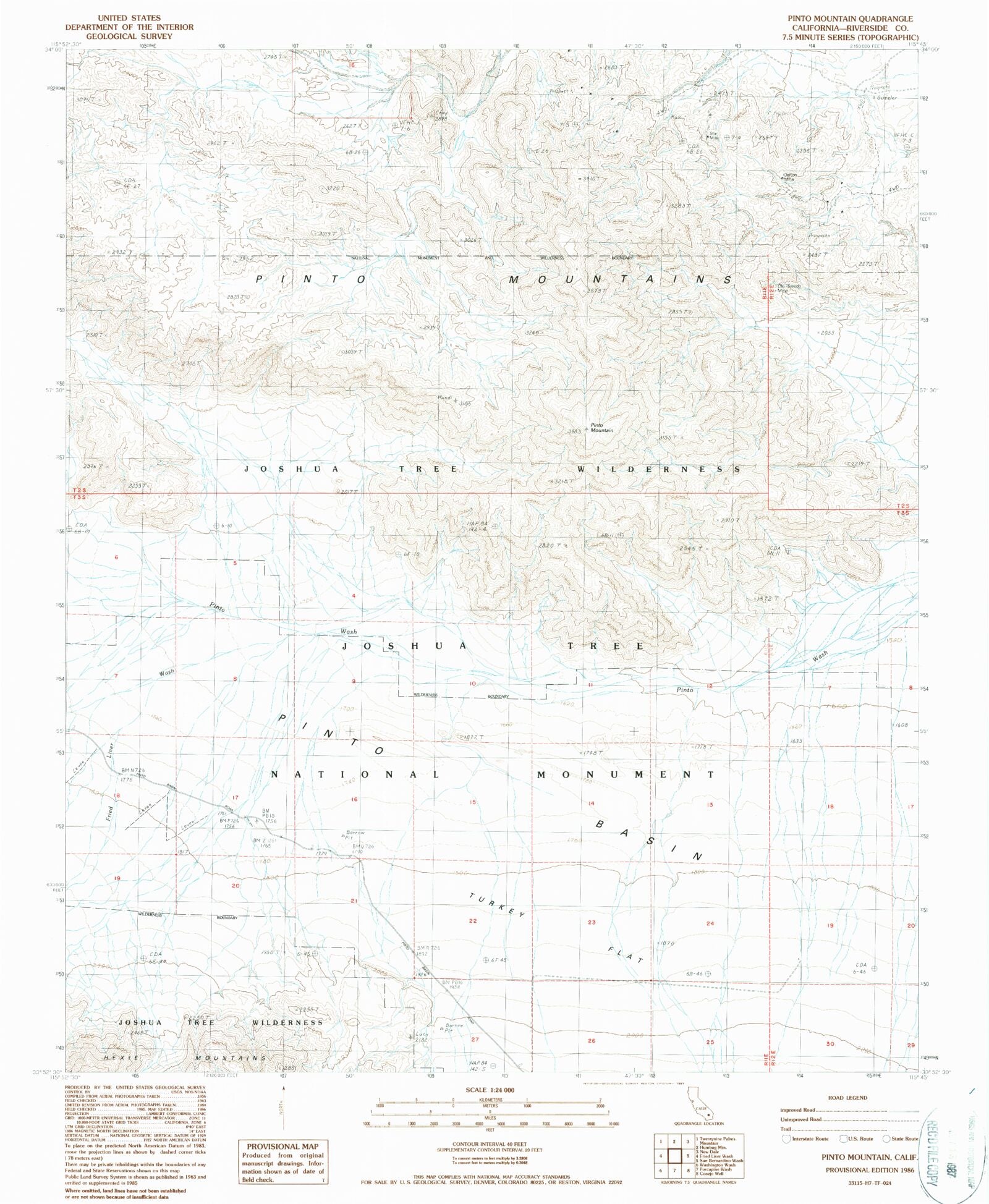 Classic USGS Pinto Mountain California 7.5'x7.5' Topo Map – MyTopo Map ...