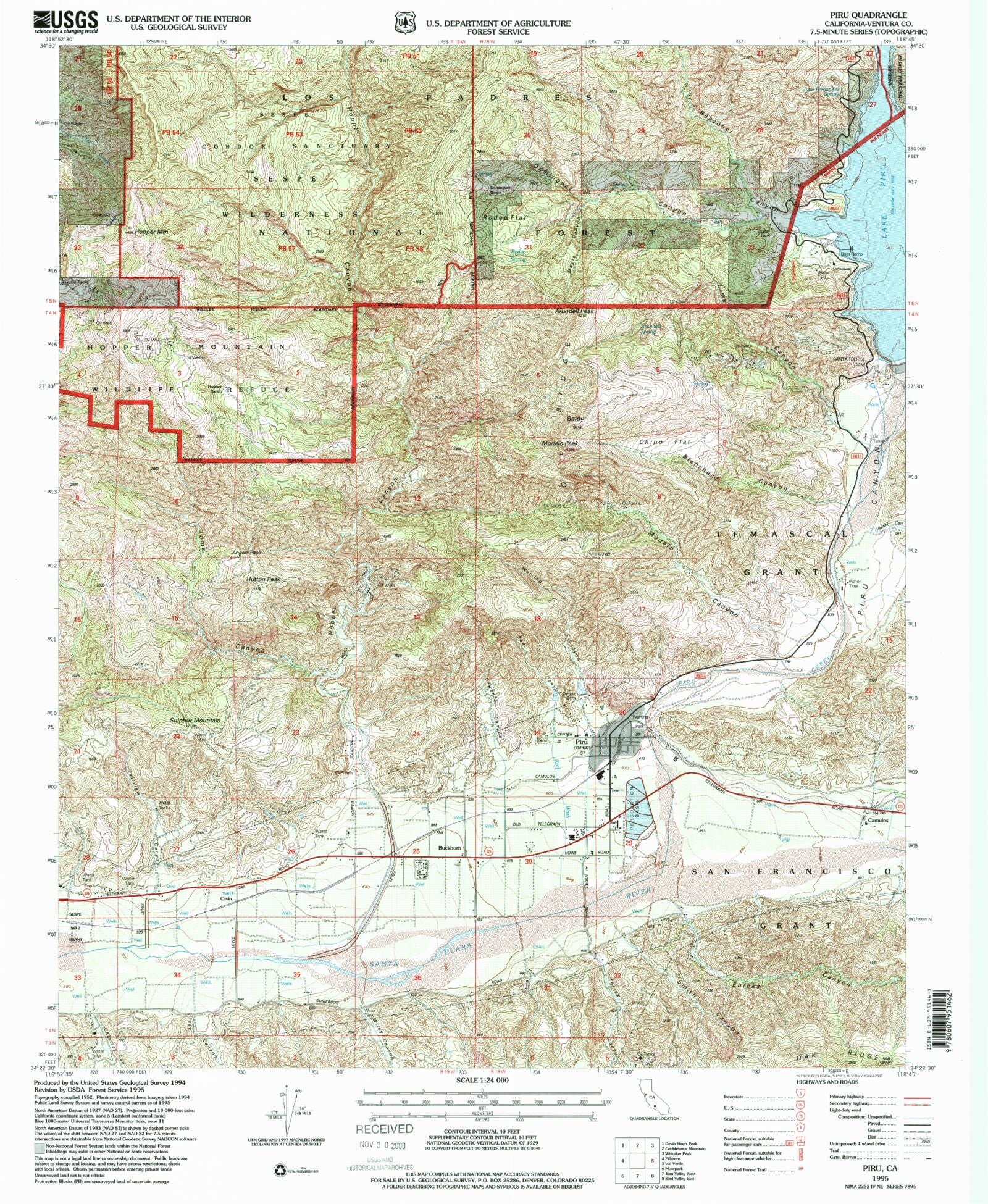 Classic USGS Piru California 7.5'x7.5' Topo Map – MyTopo Map Store