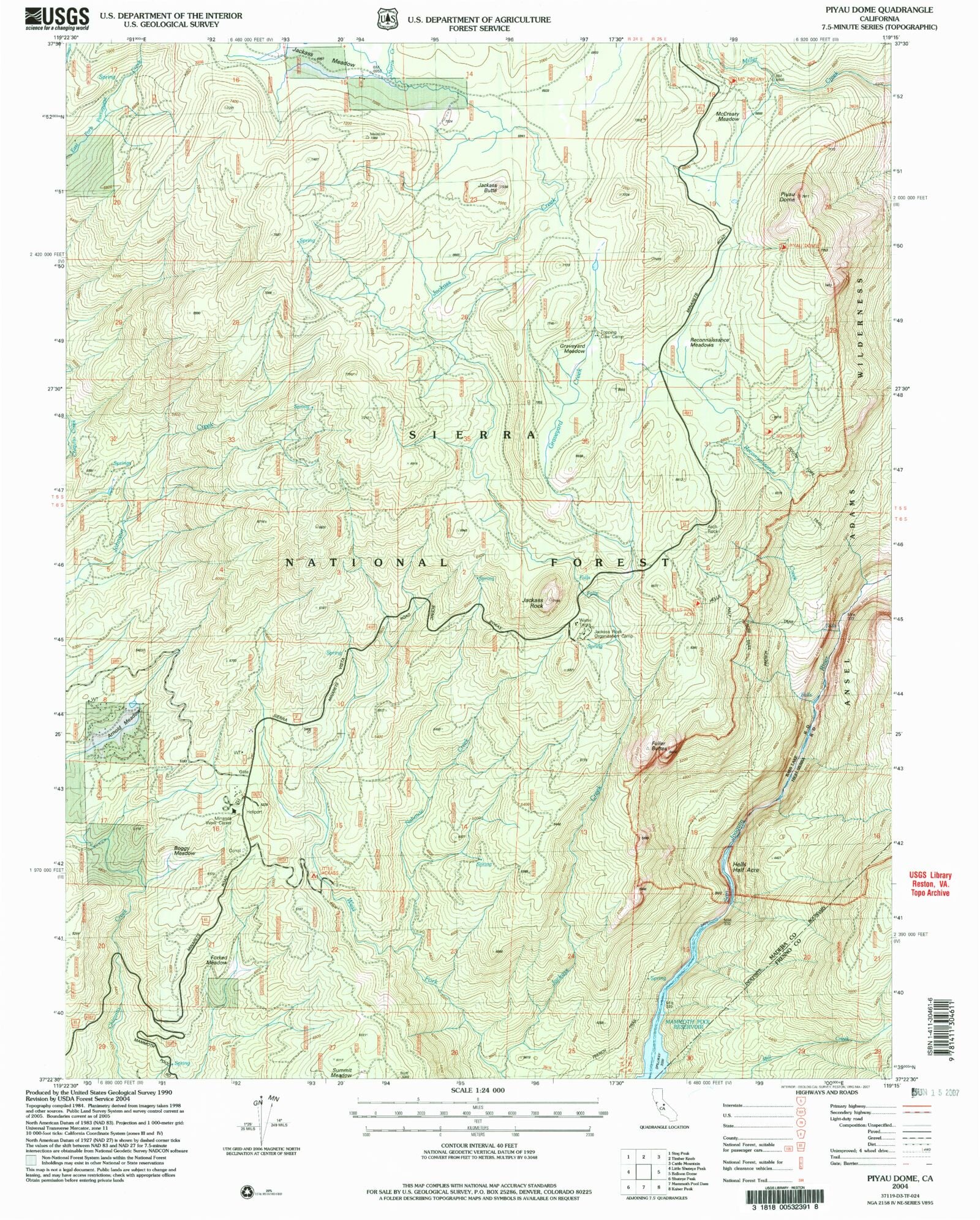 Classic USGS Piyau Dome California 7.5'x7.5' Topo Map – MyTopo Map Store