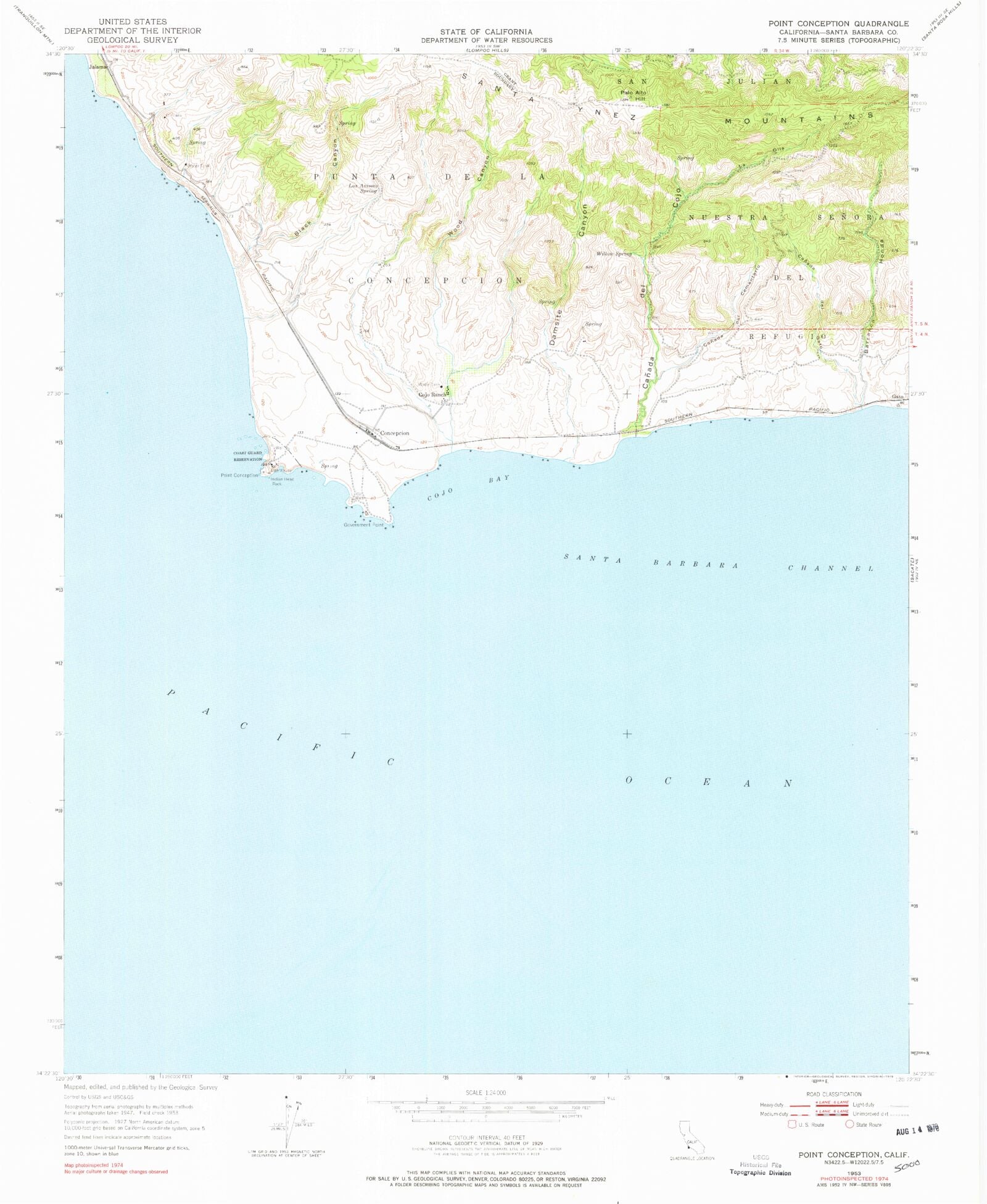 Classic USGS Point Conception California 7.5'x7.5' Topo Map – MyTopo ...