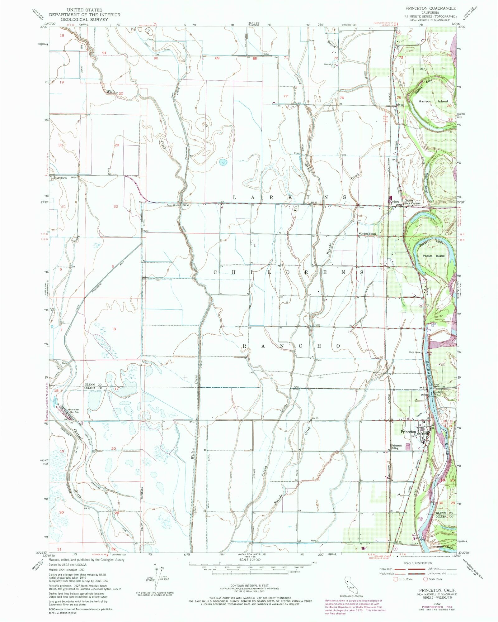 Classic USGS Princeton California 7.5'x7.5' Topo Map – MyTopo Map Store