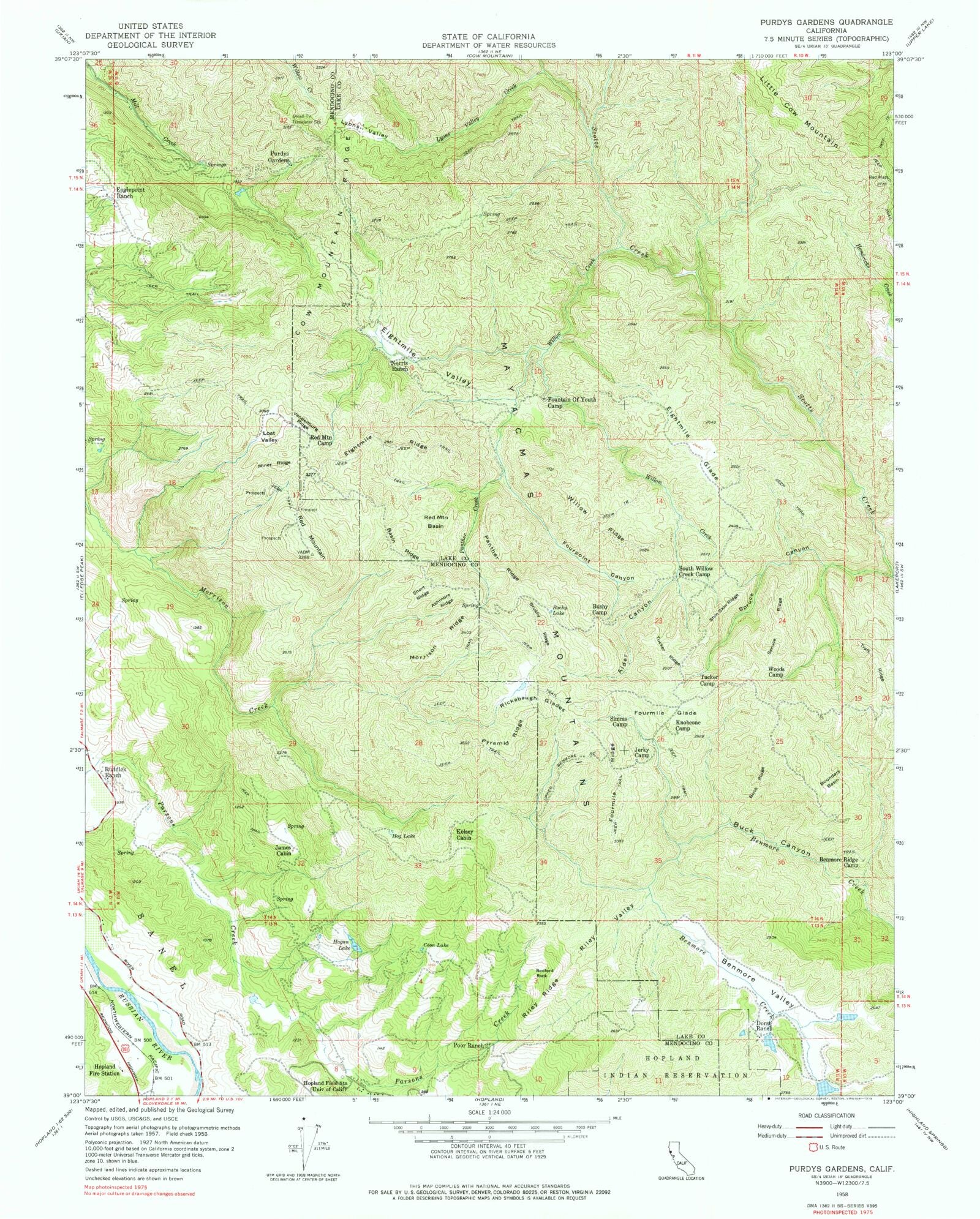 Classic USGS Purdys Gardens California 7.5'x7.5' Topo Map – MyTopo Map ...