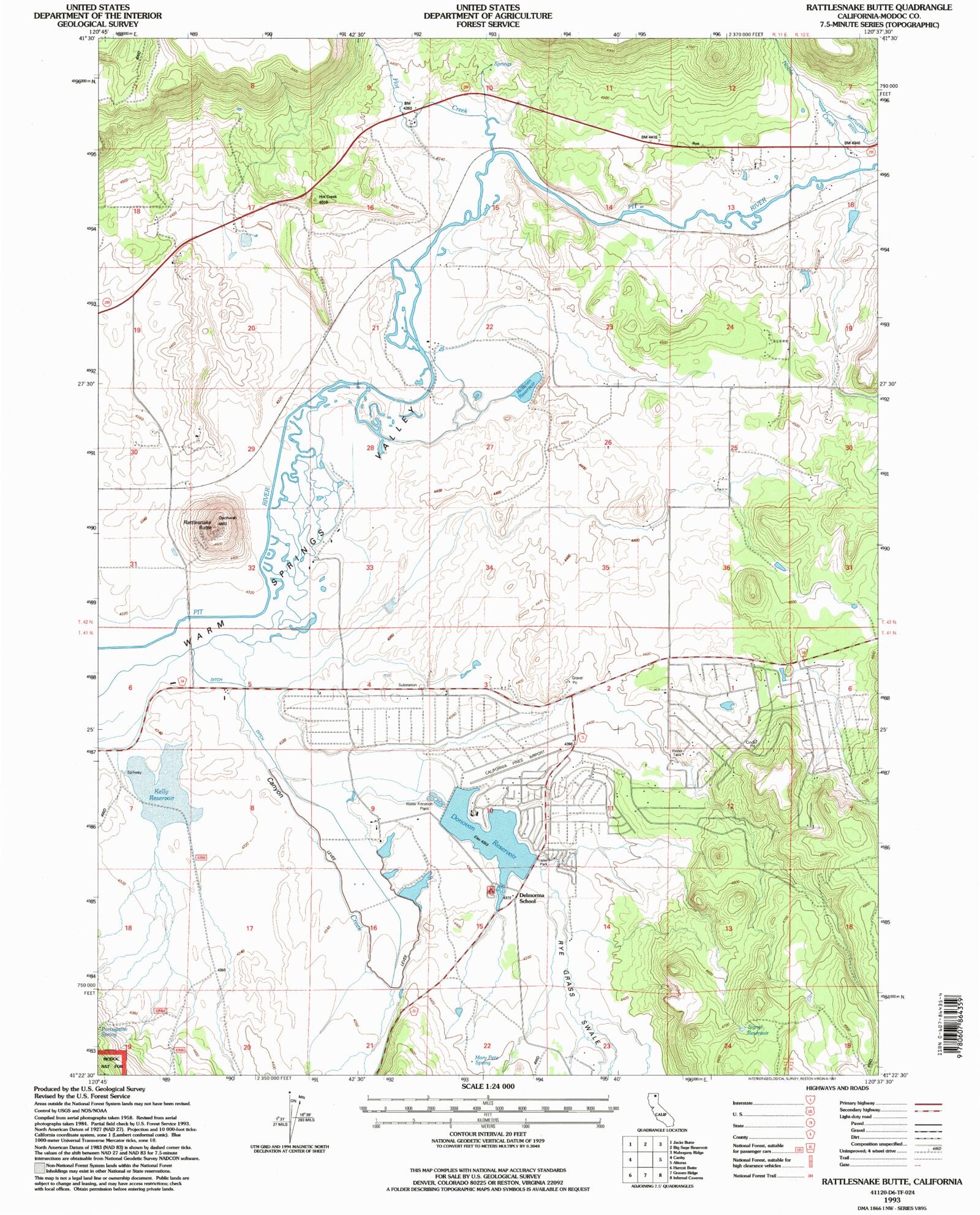 Classic USGS Rattlesnake Butte California 7.5'x7.5' Topo Map – MyTopo ...