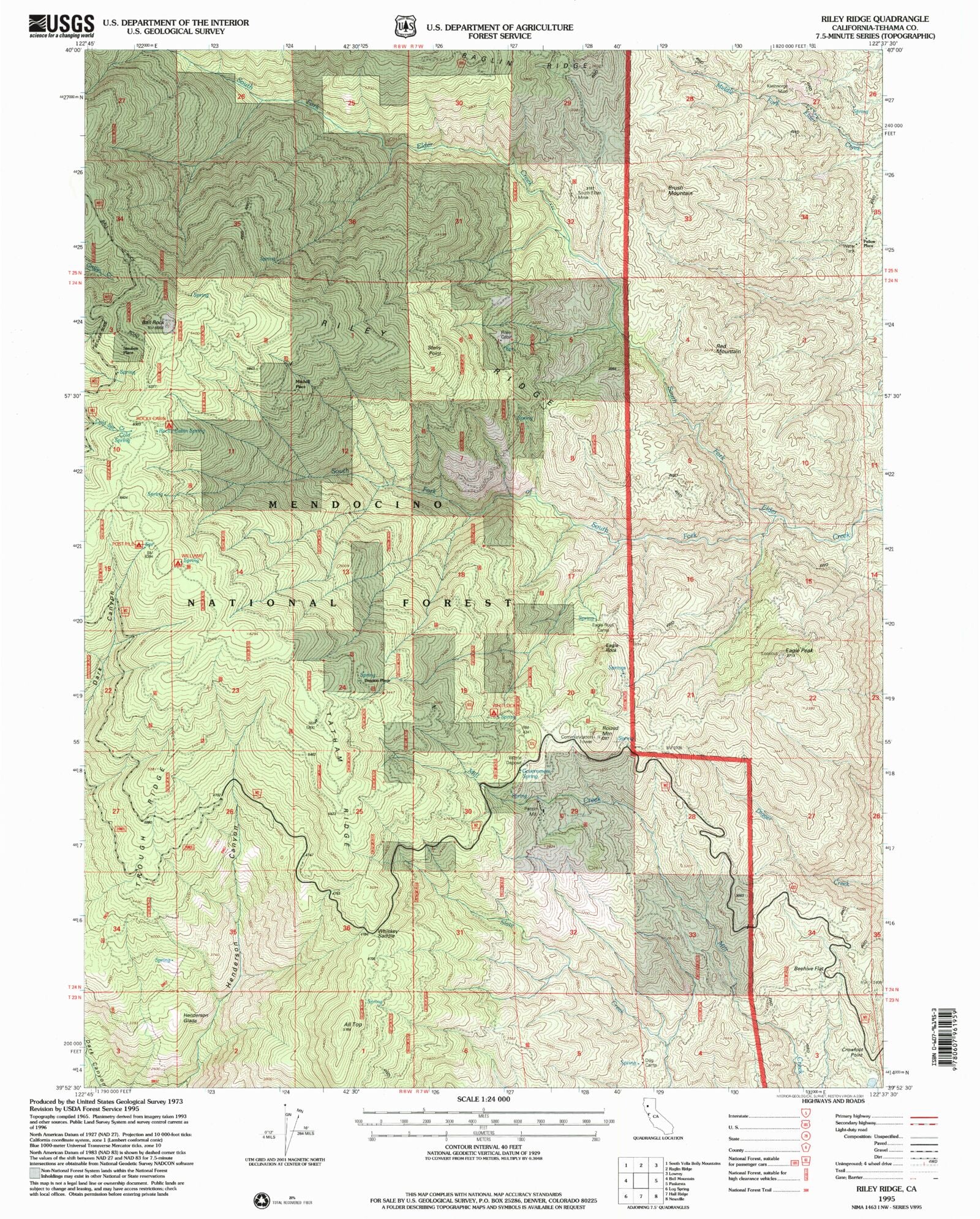 Classic USGS Riley Ridge California 7.5'x7.5' Topo Map – MyTopo Map Store