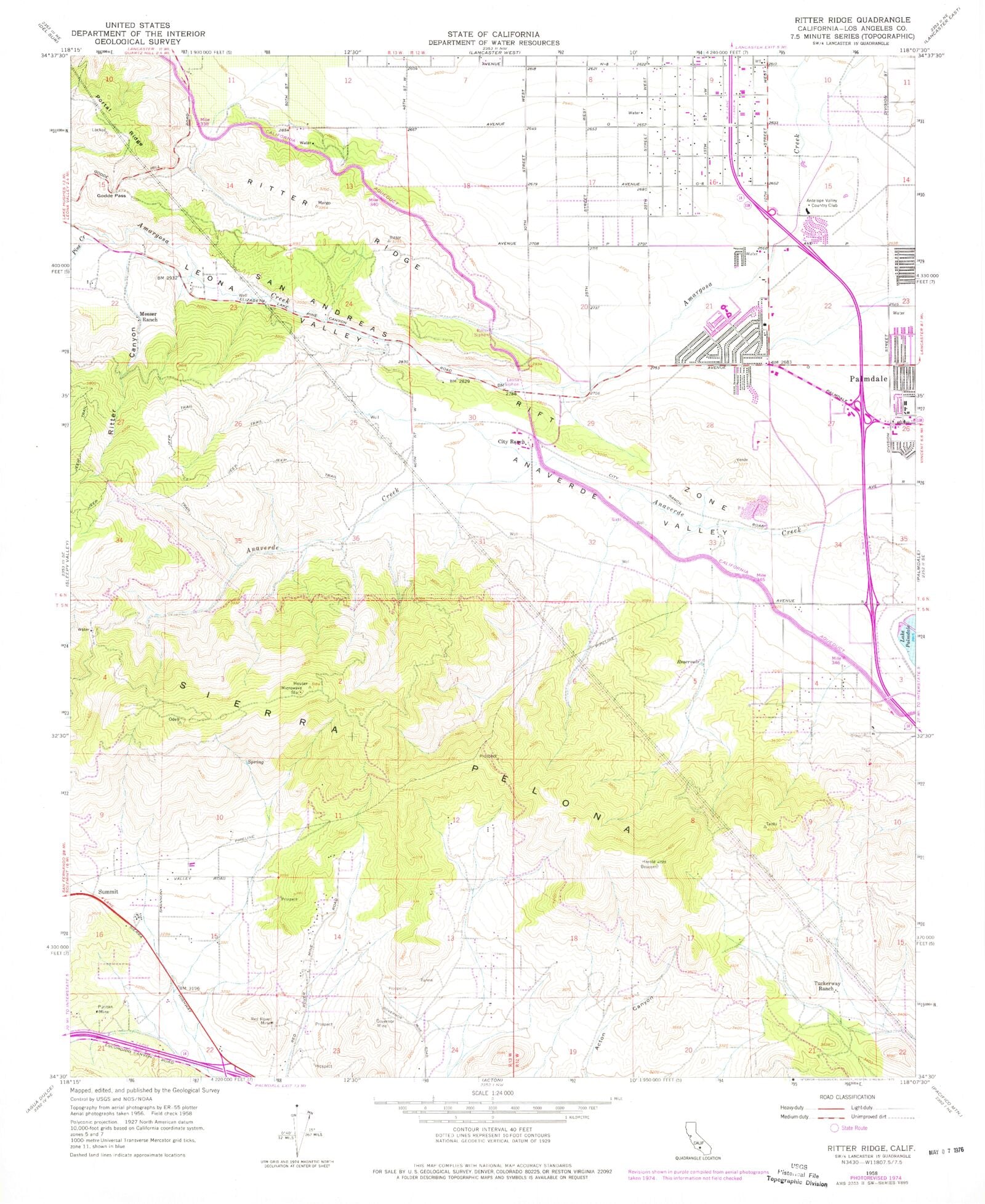 Classic USGS Ritter Ridge California 7.5'x7.5' Topo Map – MyTopo Map Store