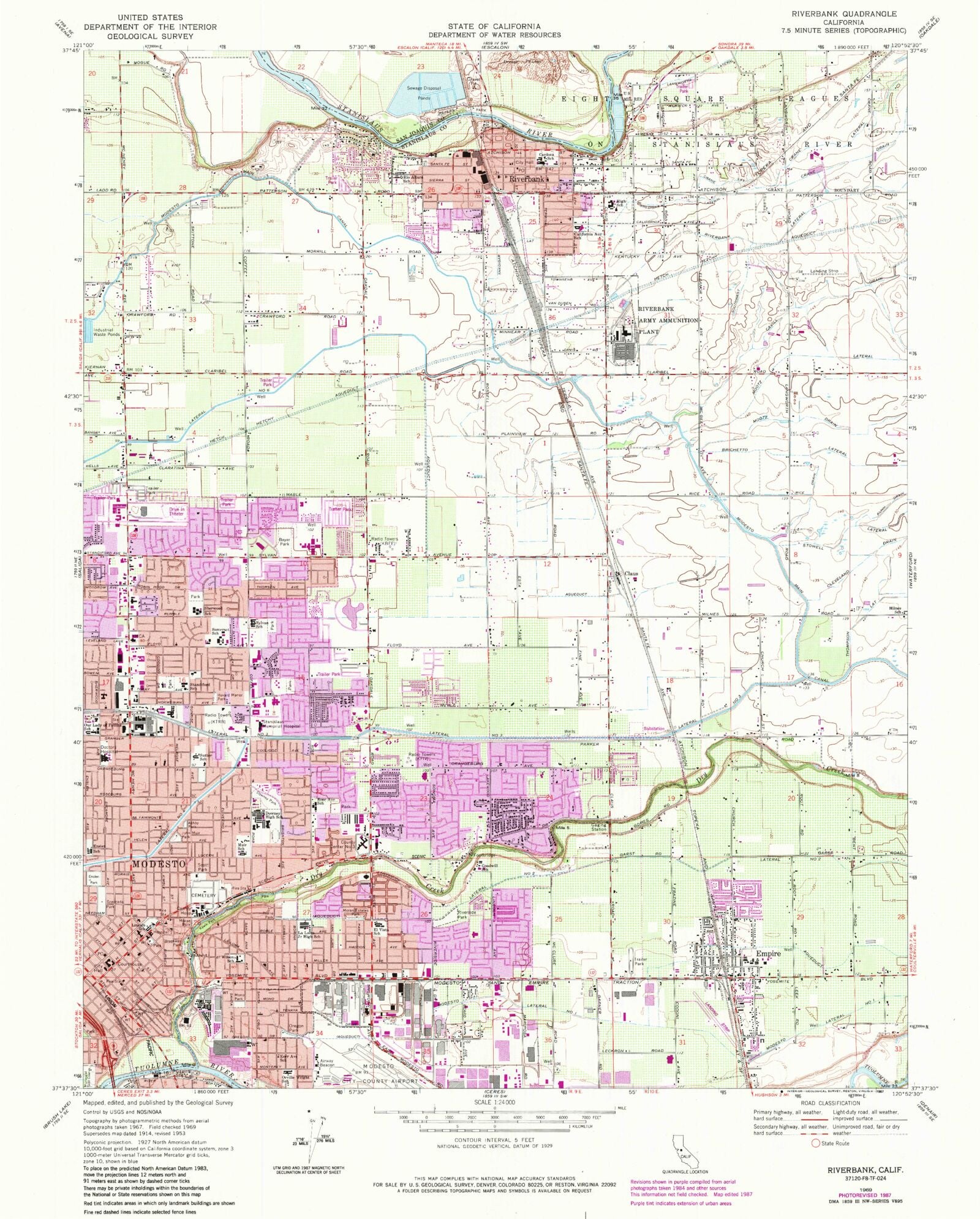 Classic USGS Riverbank California 7.5'x7.5' Topo Map – MyTopo Map Store