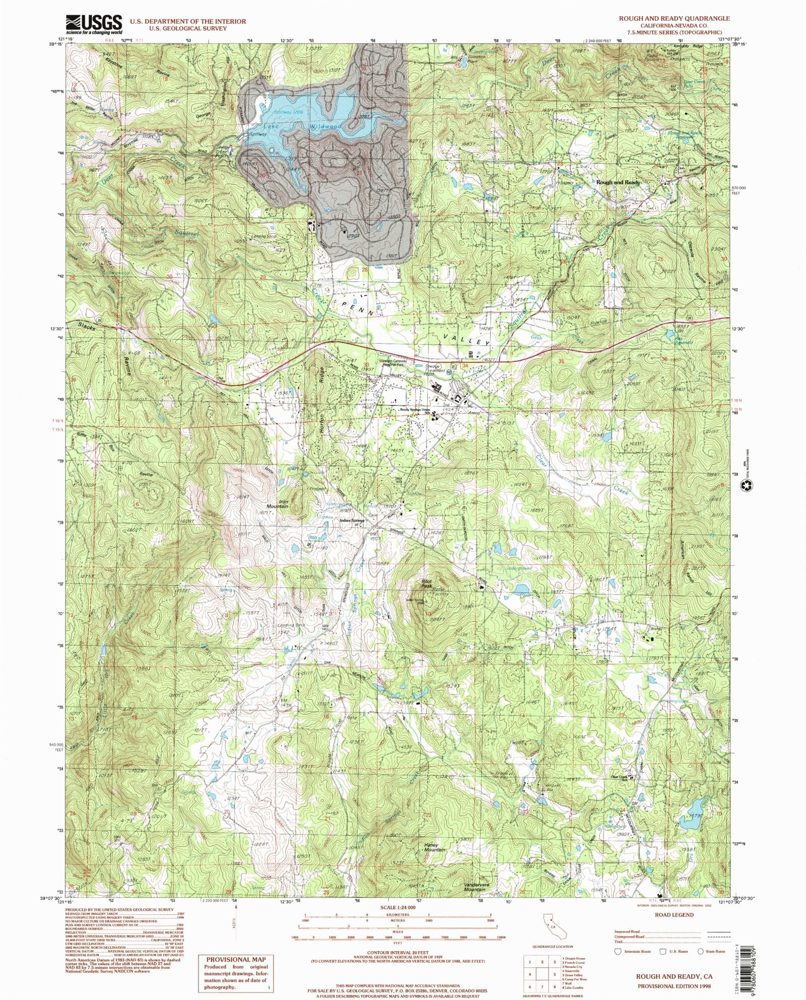 Classic USGS Rough And Ready California 7.5'x7.5' Topo Map – MyTopo Map ...
