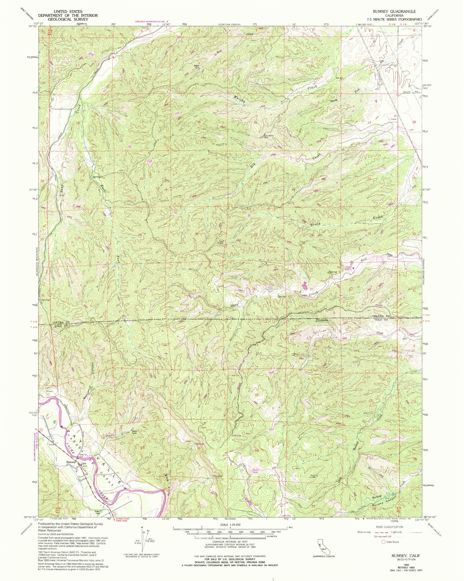 Classic USGS Rumsey California 7.5'x7.5' Topo Map – MyTopo Map Store