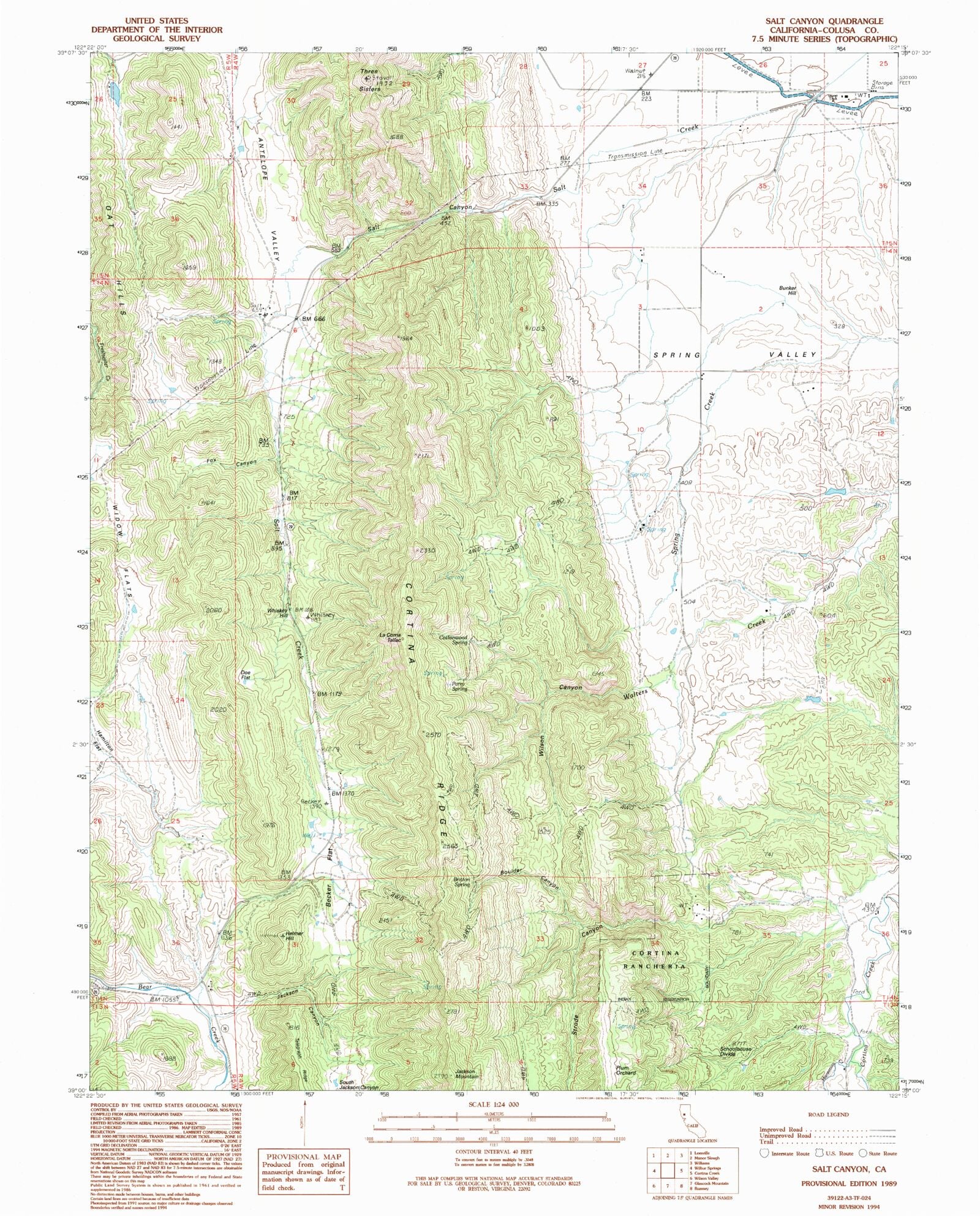 Classic USGS Salt Canyon California 7.5'x7.5' Topo Map – MyTopo Map Store
