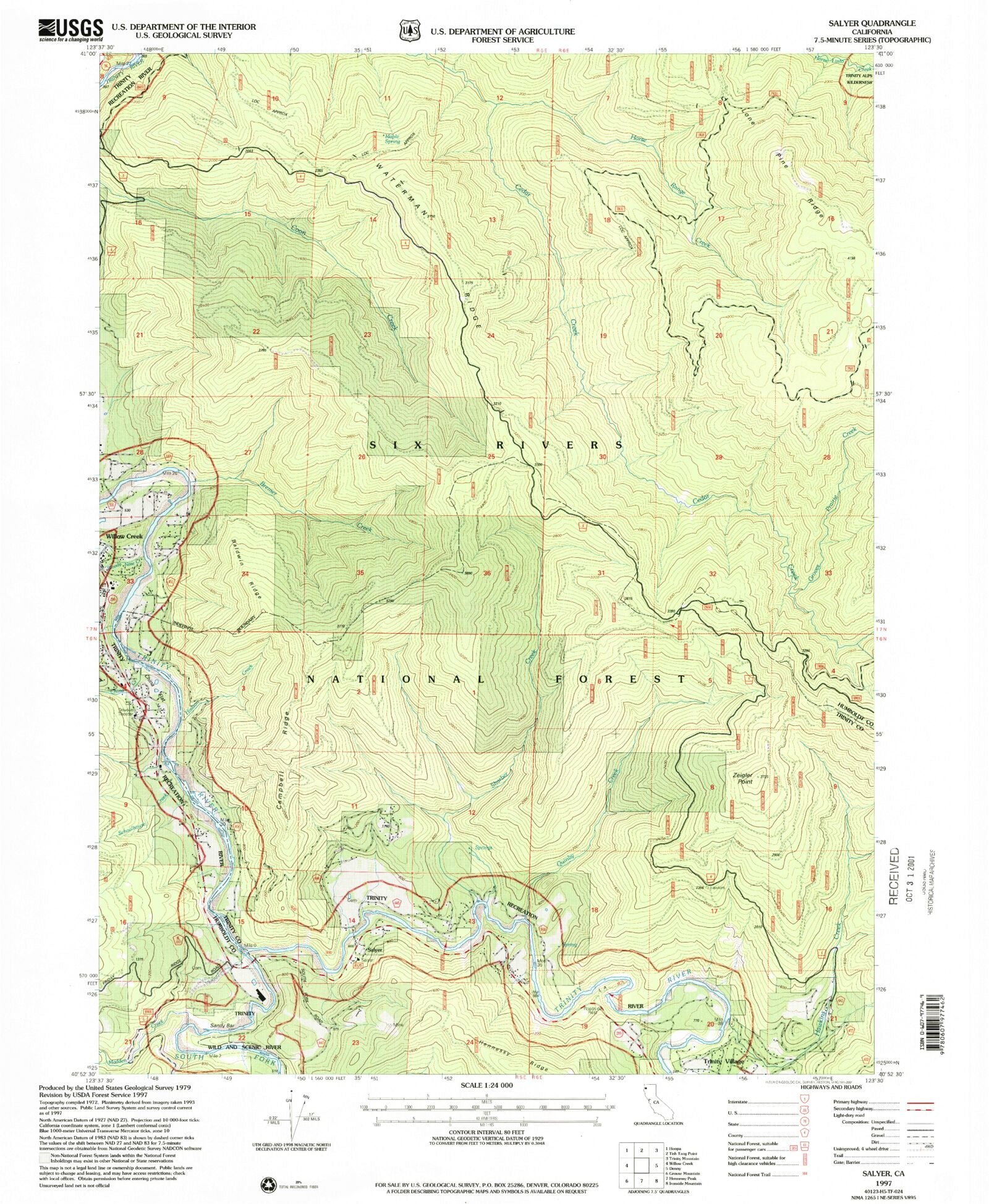 Classic USGS Salyer California 7.5'x7.5' Topo Map – MyTopo Map Store