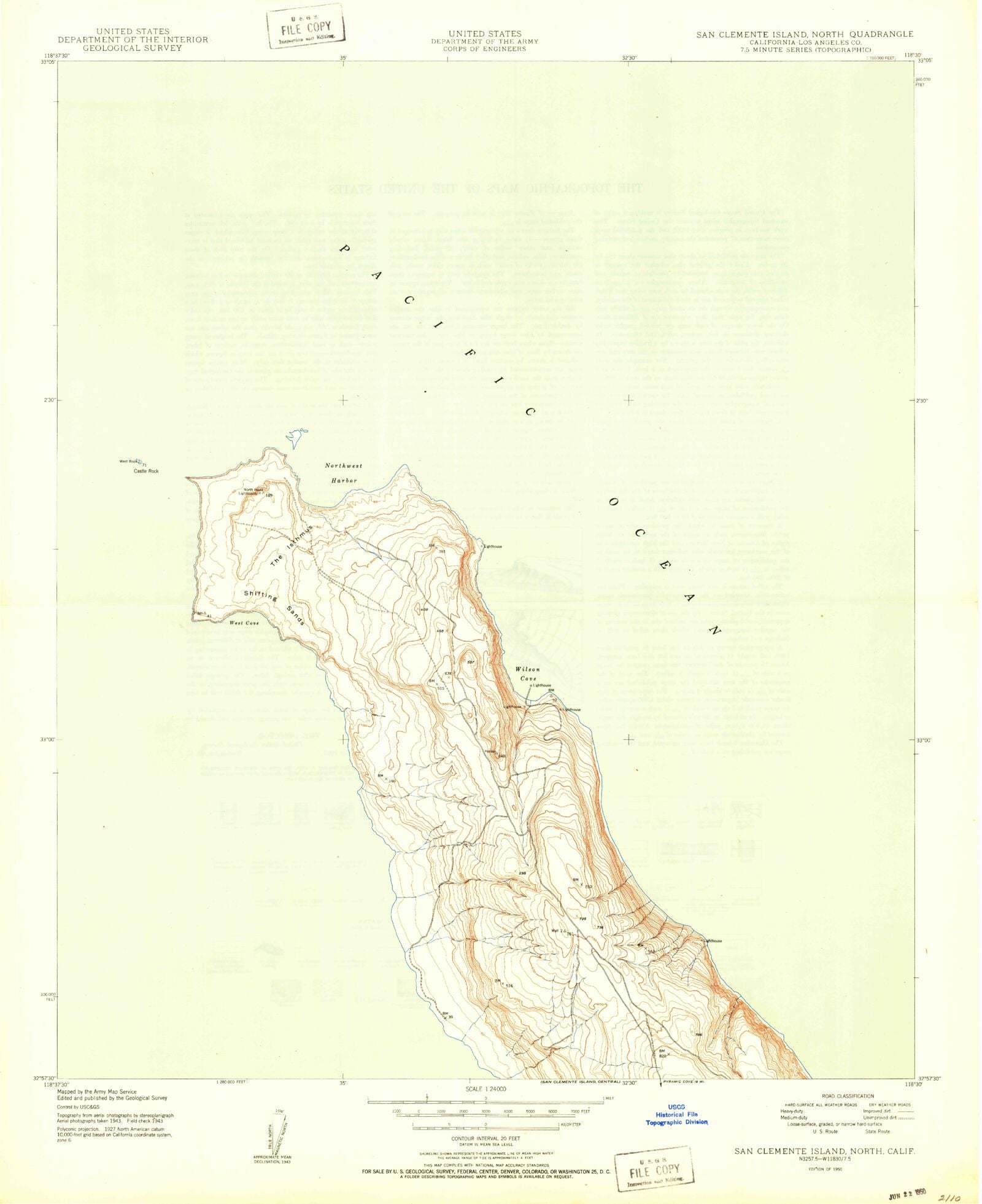 Classic USGS San Clemente Island North California 7.5'x7.5' Topo Map ...
