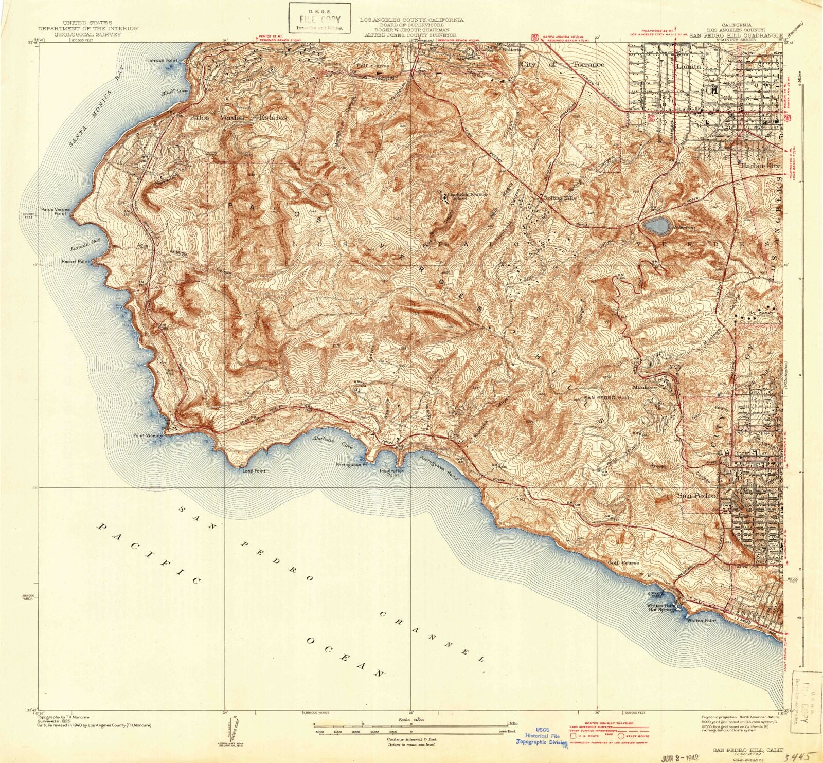 Classic USGS San Pedro Hills California 7.5'x7.5' Topo Map – MyTopo Map Store
