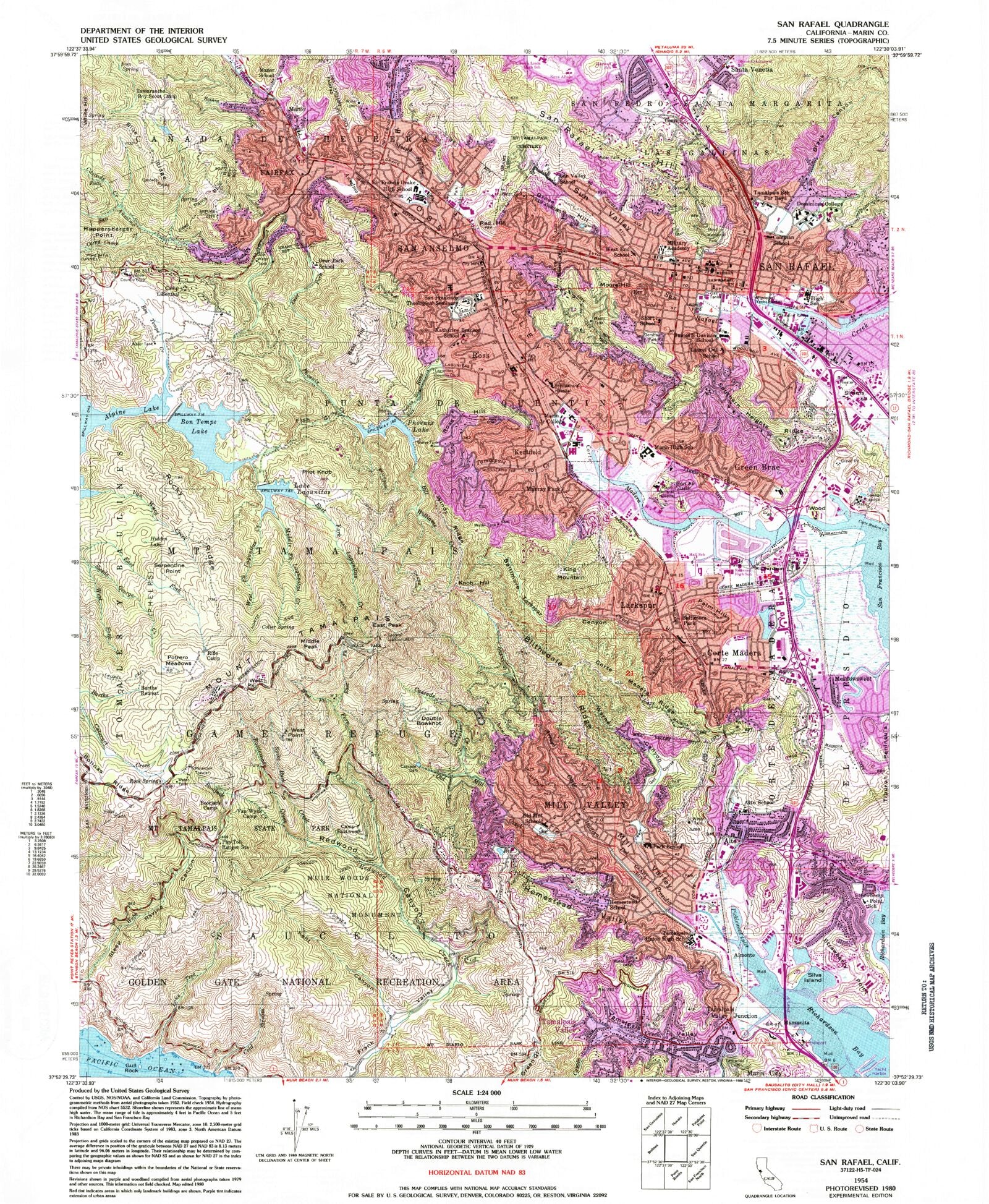USGS Classic San Rafael California 7.5'x7.5' Topo Map – MyTopo Map Store