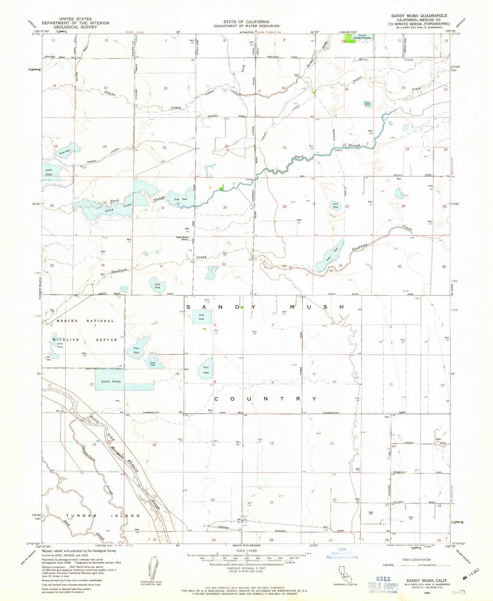 Classic USGS Sandy Mush California 7.5'x7.5' Topo Map – MyTopo Map Store