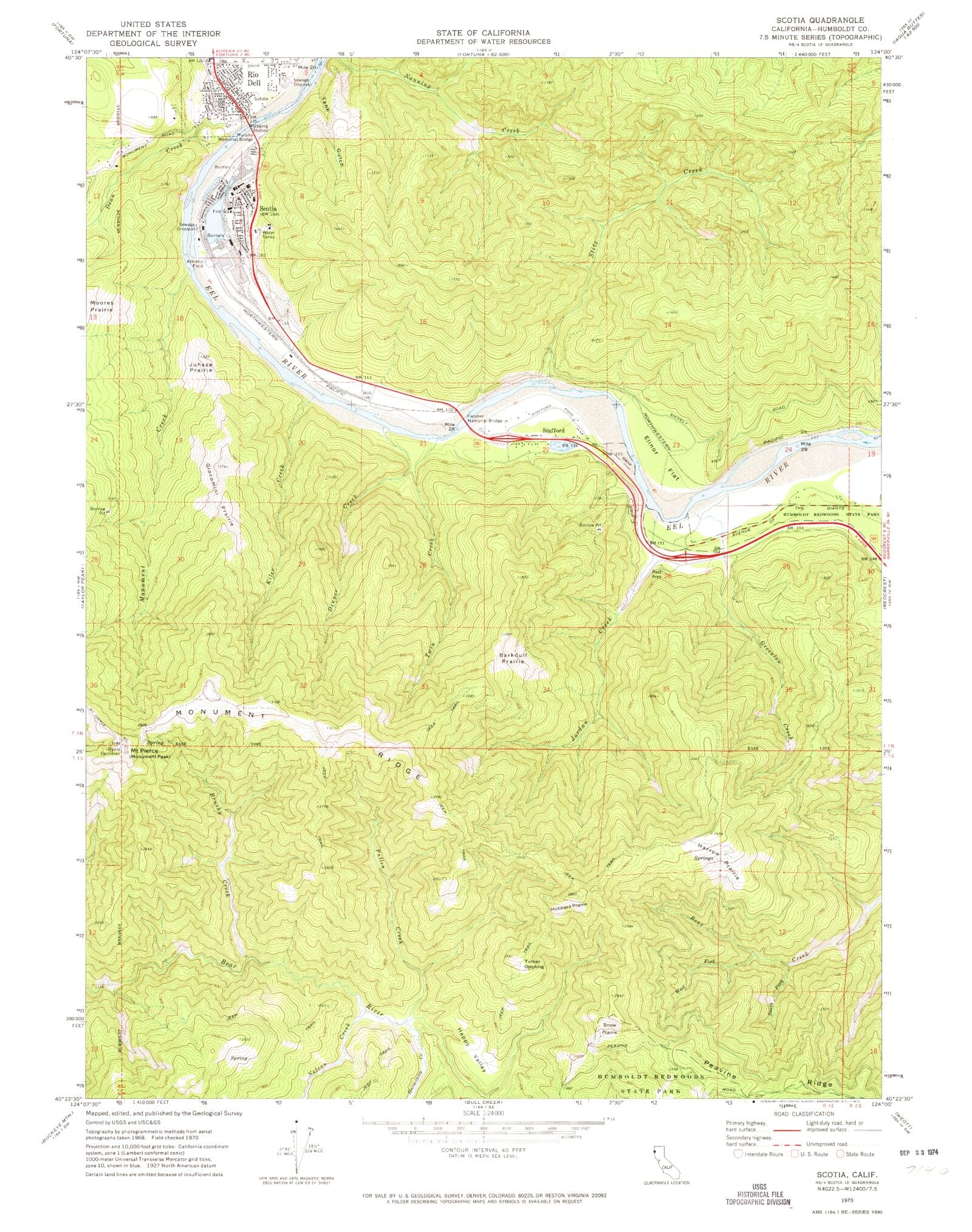 Classic USGS Scotia California 7.5'x7.5' Topo Map – MyTopo Map Store