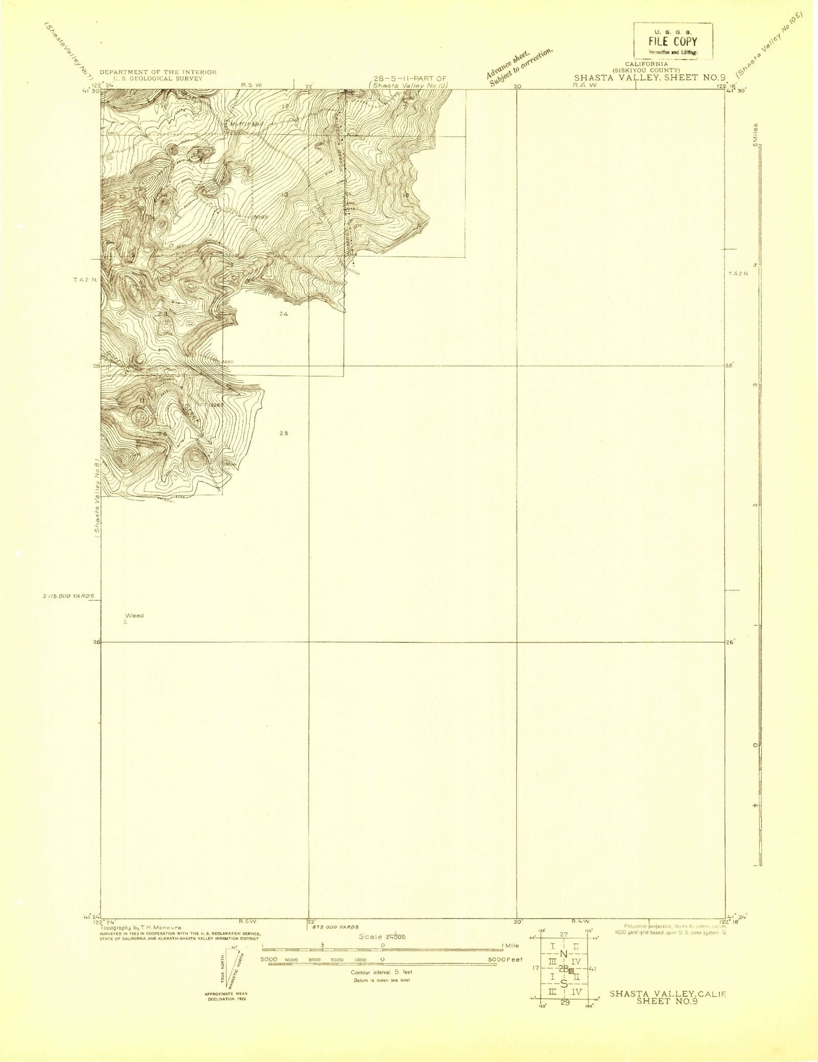 Classic USGS Shasta Valley Sheet No 9 California 7.5'x7.5' Topo Map ...