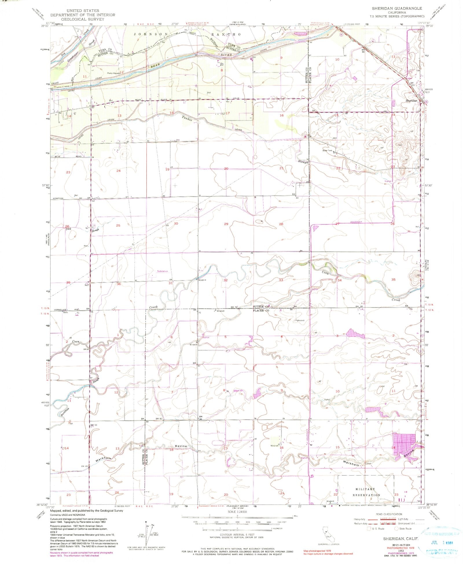 Classic USGS Sheridan California 7.5'x7.5' Topo Map – MyTopo Map Store