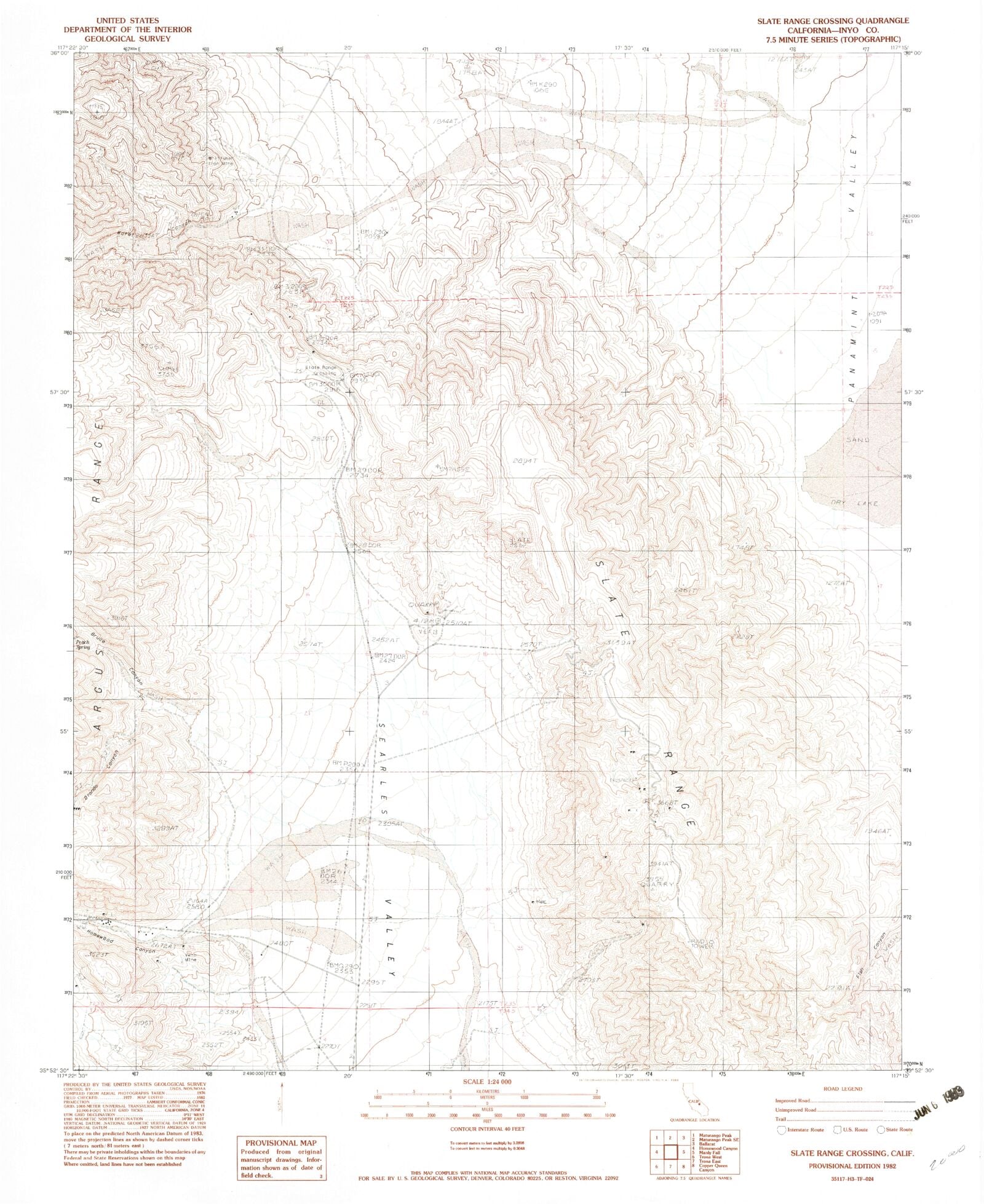 Classic USGS Slate Range Crossing California 7.5'x7.5' Topo Map ...