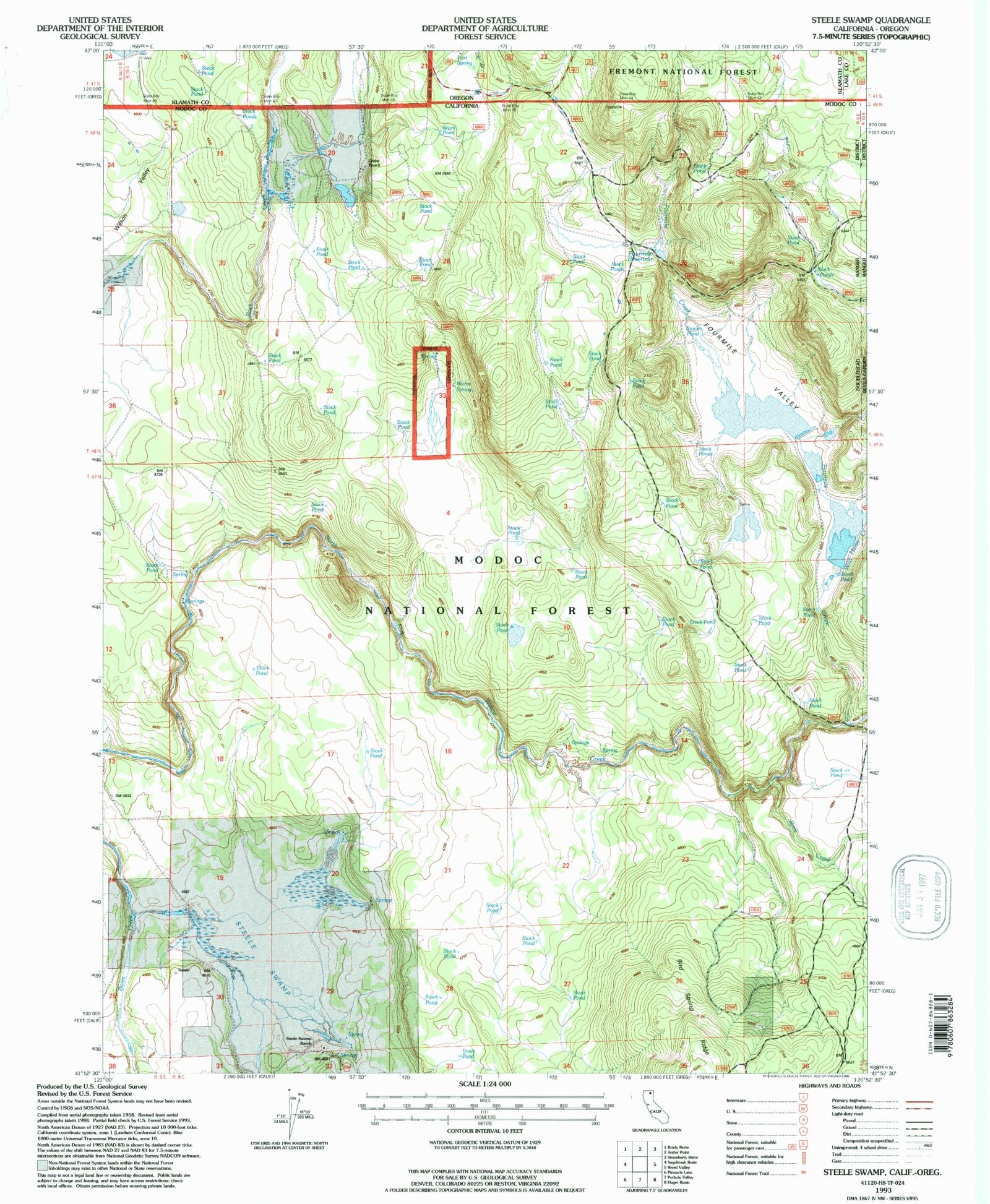 Classic USGS Steele Swamp California 7.5'x7.5' Topo Map – MyTopo Map Store