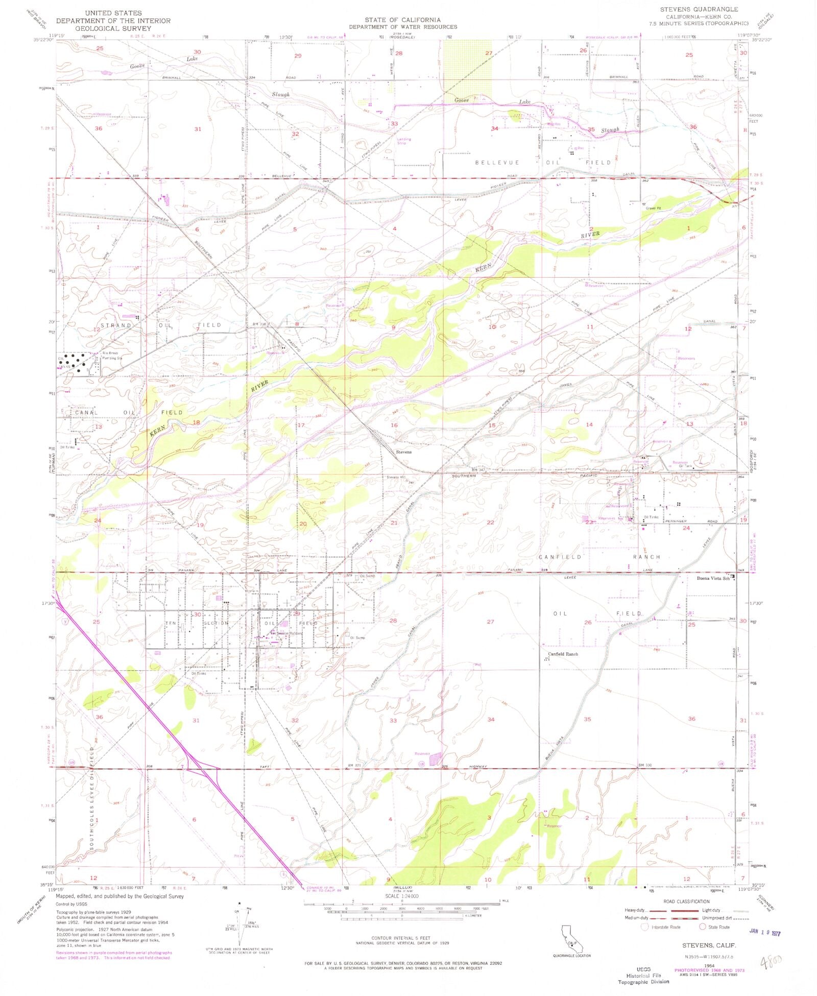 Classic USGS Stevens California 7.5'x7.5' Topo Map – MyTopo Map Store