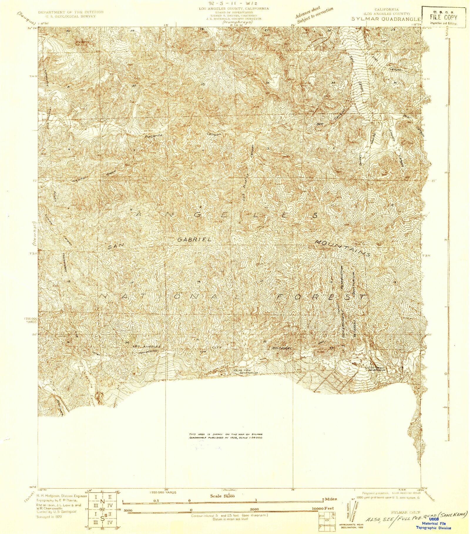 Classic USGS Sylmar California 7.5'x7.5' Topo Map – MyTopo Map Store