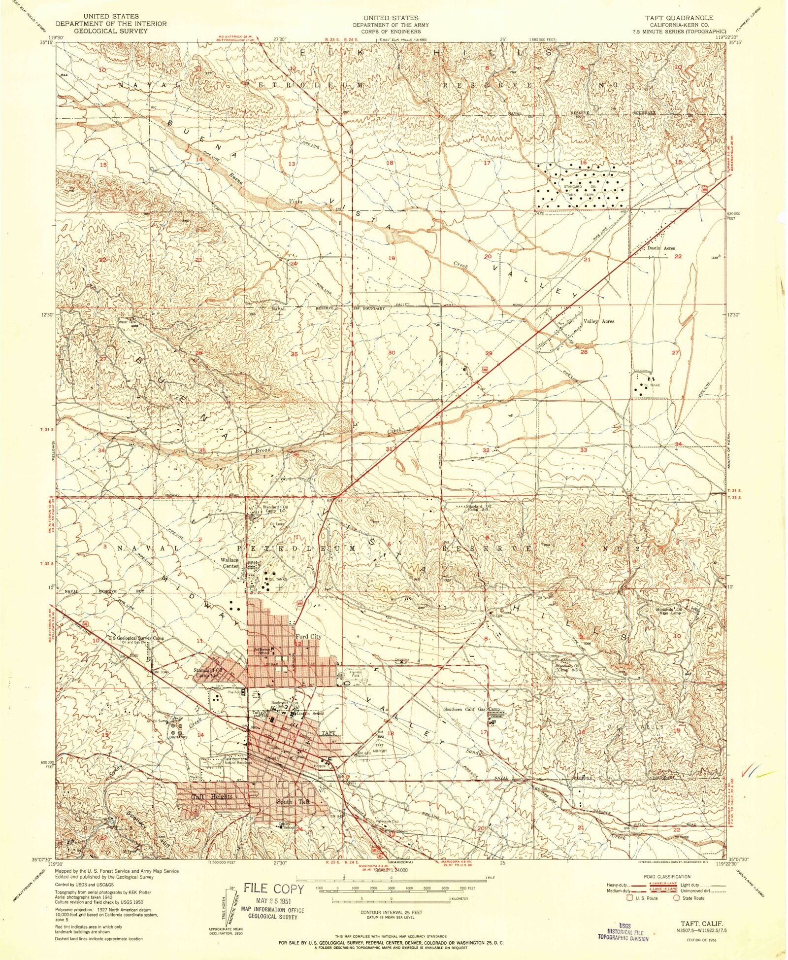 Classic USGS Taft California 7.5'x7.5' Topo Map – MyTopo Map Store