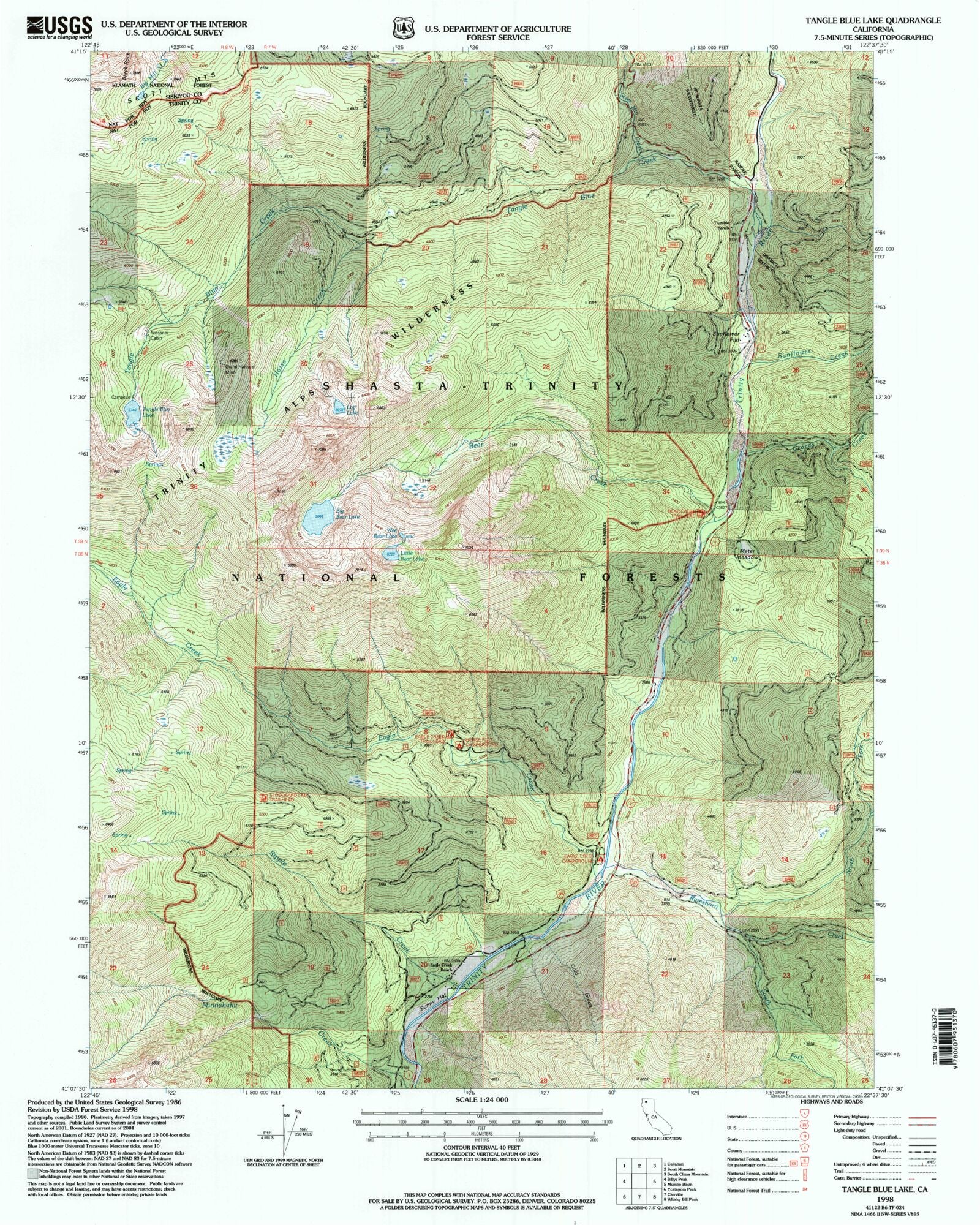 Classic USGS Tangle Blue Lake California 7.5'x7.5' Topo Map – MyTopo ...
