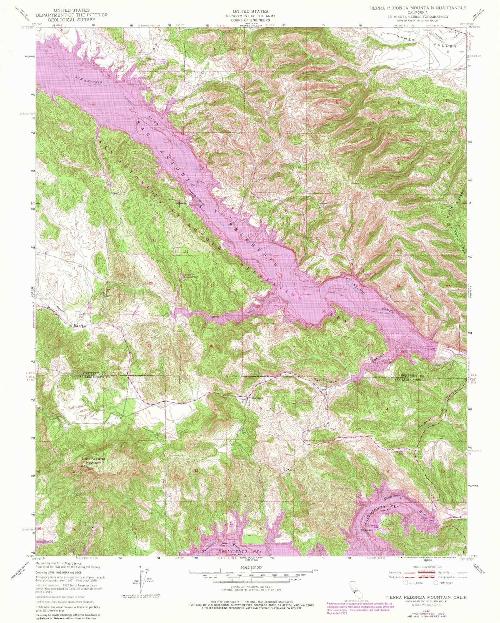 Classic USGS Tierra Redonda Mountain California 7.5'x7.5' Topo Map ...