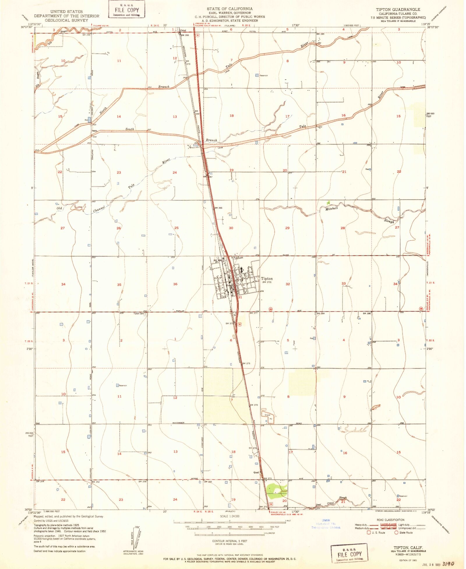 Classic USGS Tipton California 7.5'x7.5' Topo Map – MyTopo Map Store