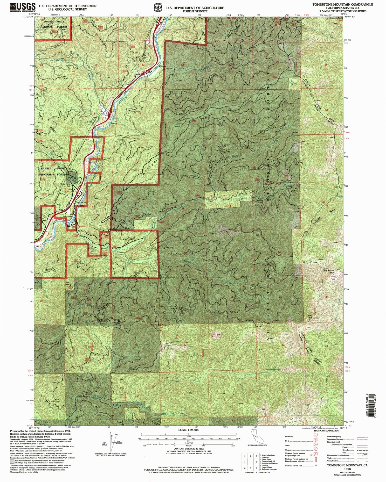 Classic USGS Tombstone Mountain California 7.5'x7.5' Topo Map – MyTopo ...