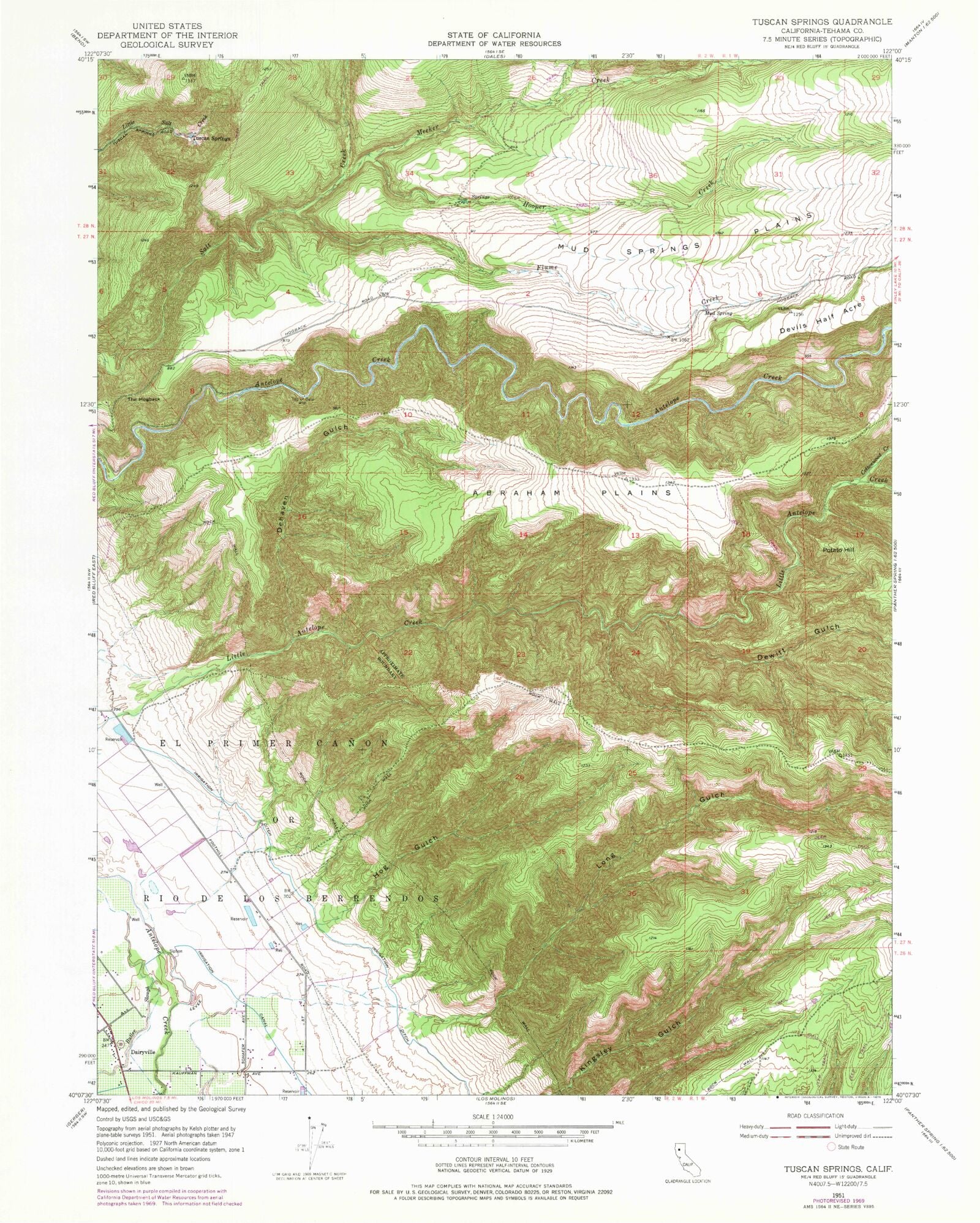 Classic USGS Tuscan Springs California 7.5'x7.5' Topo Map – MyTopo Map ...