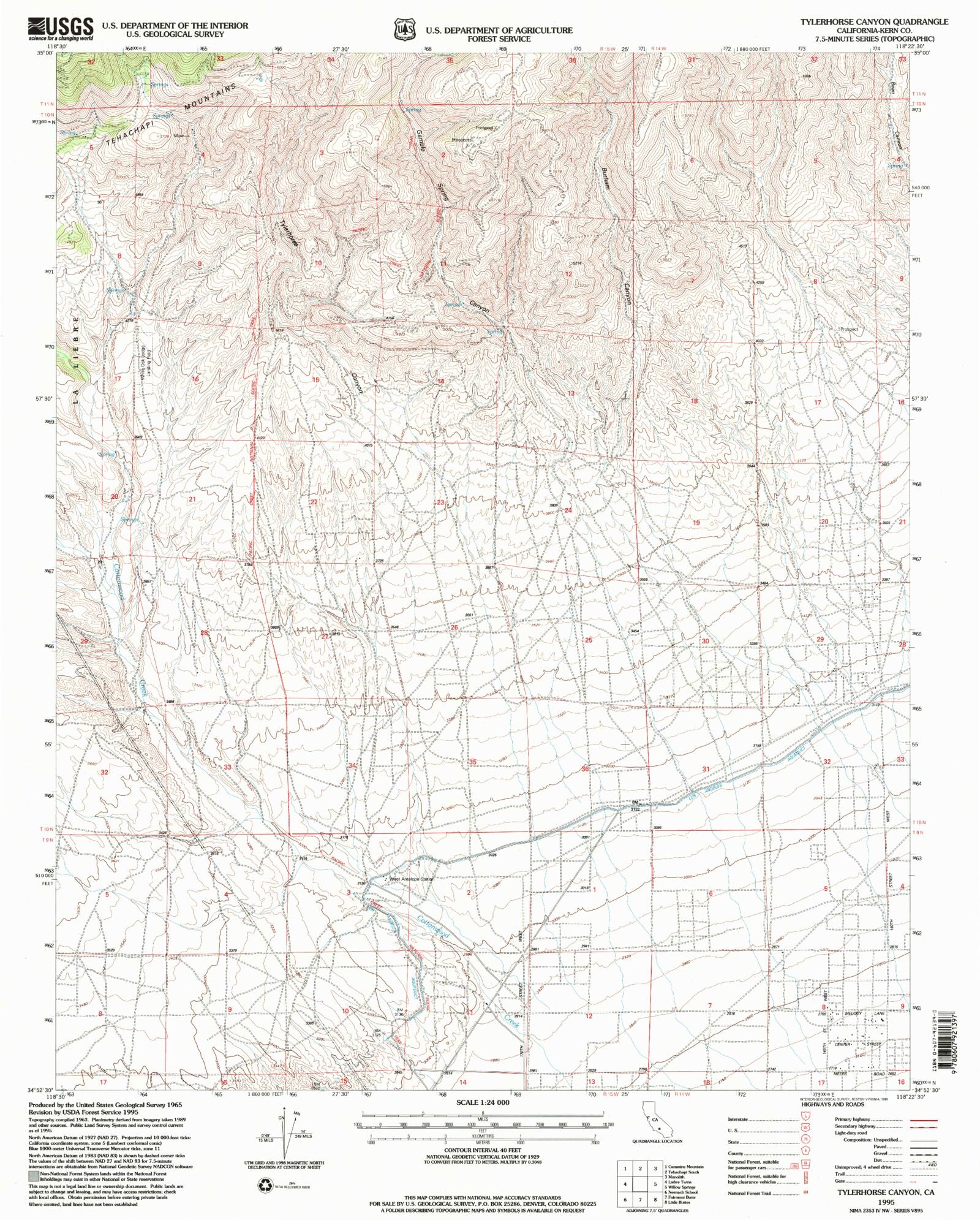 Classic USGS Tylerhorse Canyon California 7.5'x7.5' Topo Map – MyTopo Map Store