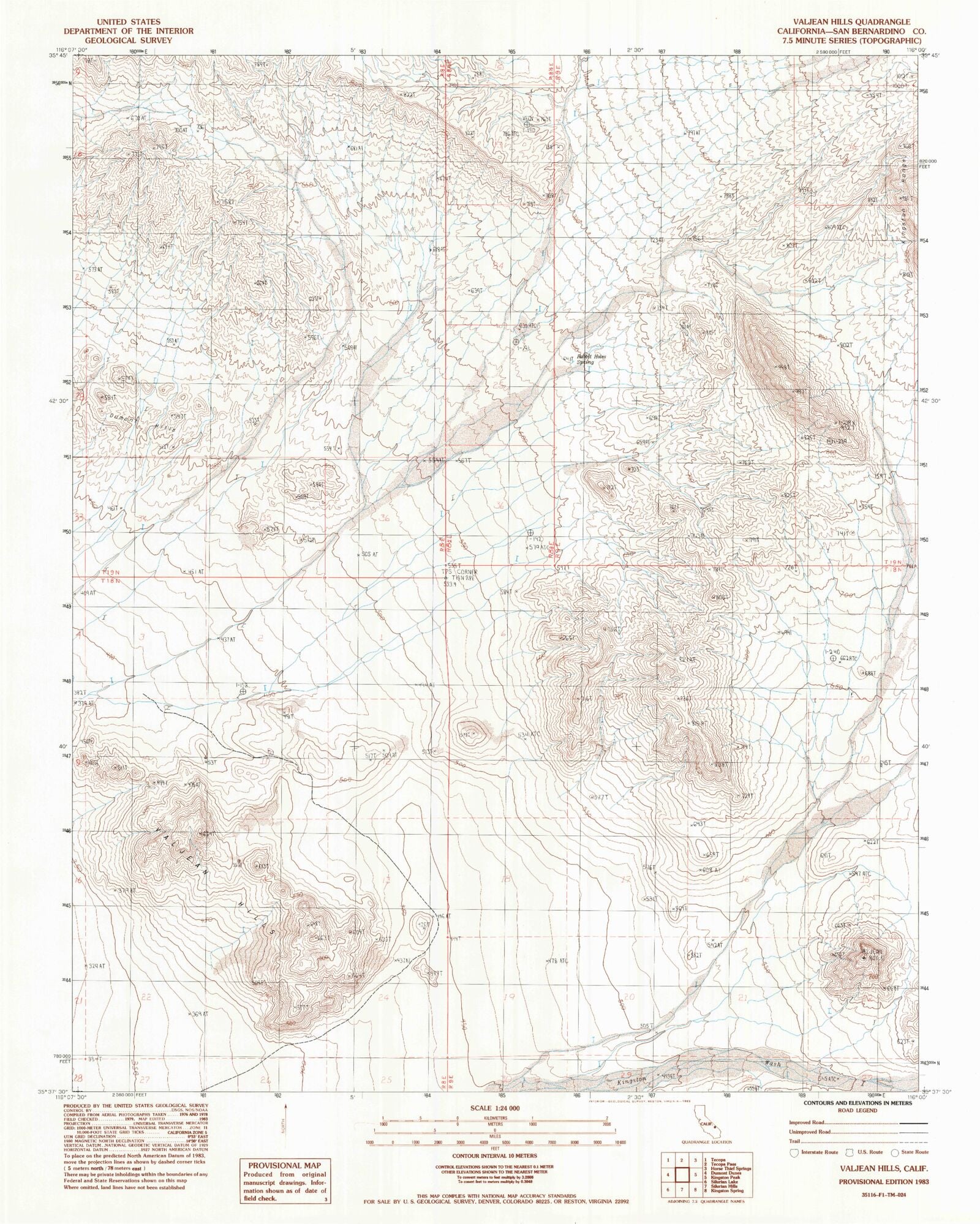 Classic USGS Valjean Hills California 7.5'x7.5' Topo Map – MyTopo Map Store