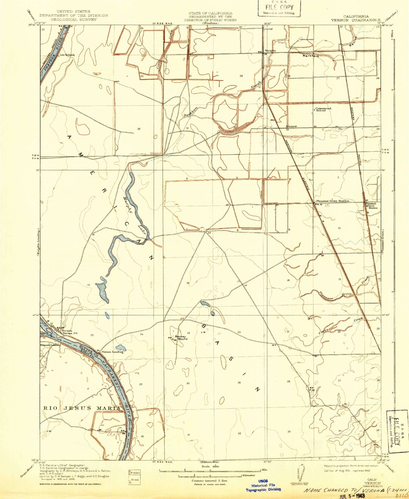 Classic USGS Verona California 7.5'x7.5' Topo Map – MyTopo Map Store