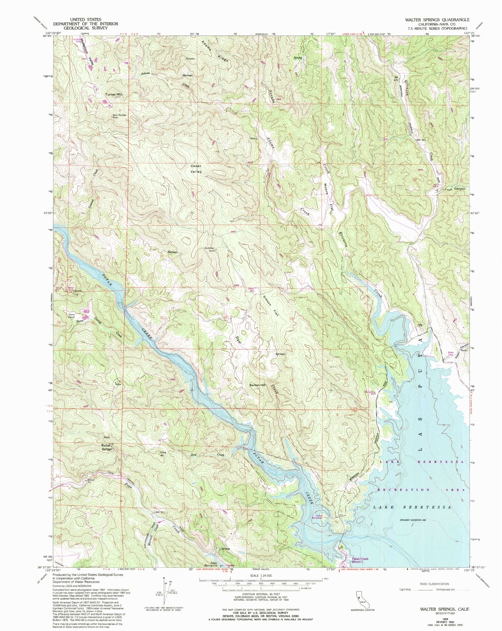 Classic USGS Walter Springs California 7.5'x7.5' Topo Map – MyTopo Map ...