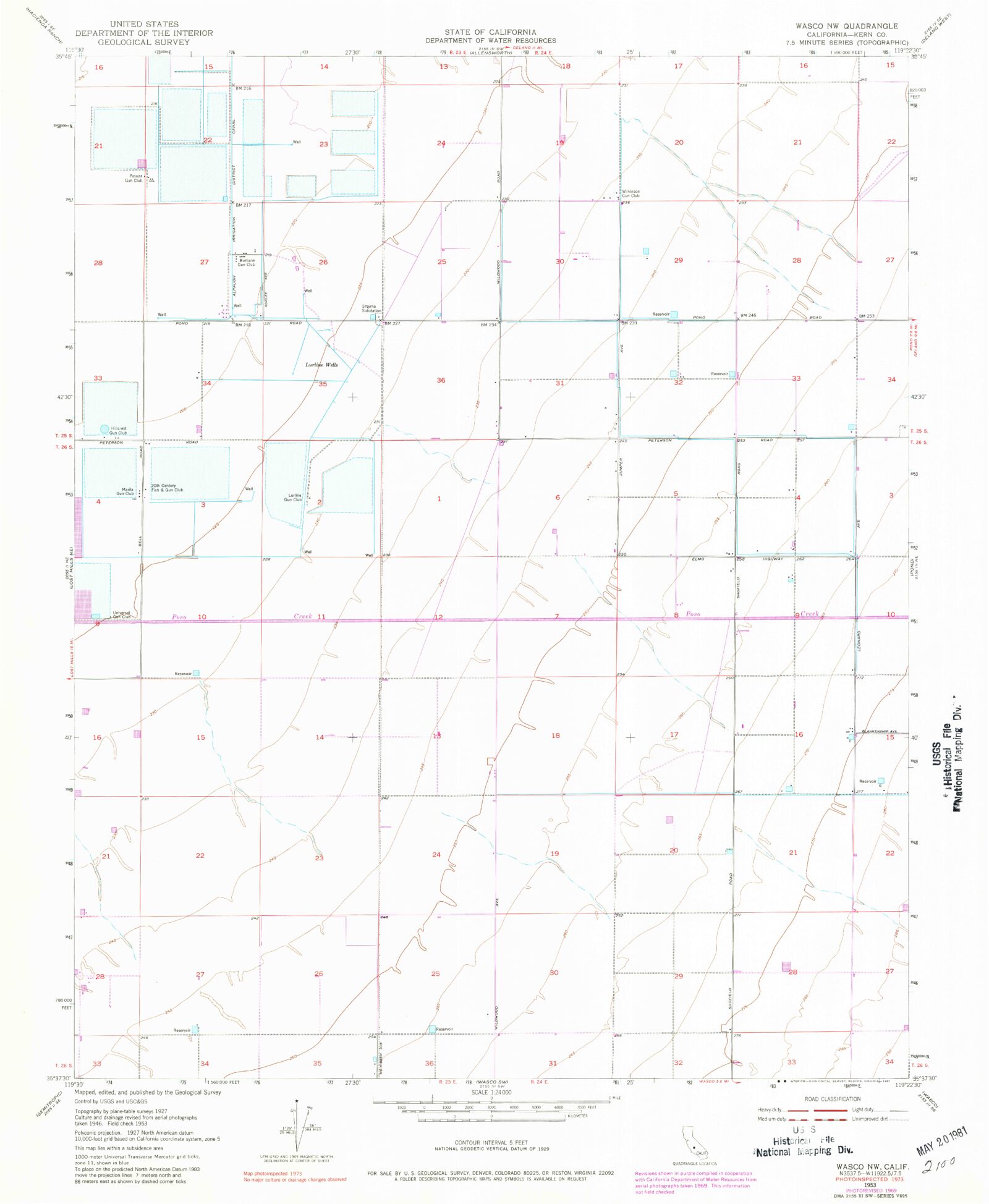 Classic USGS Wasco NW California 7.5'x7.5' Topo Map – MyTopo Map Store
